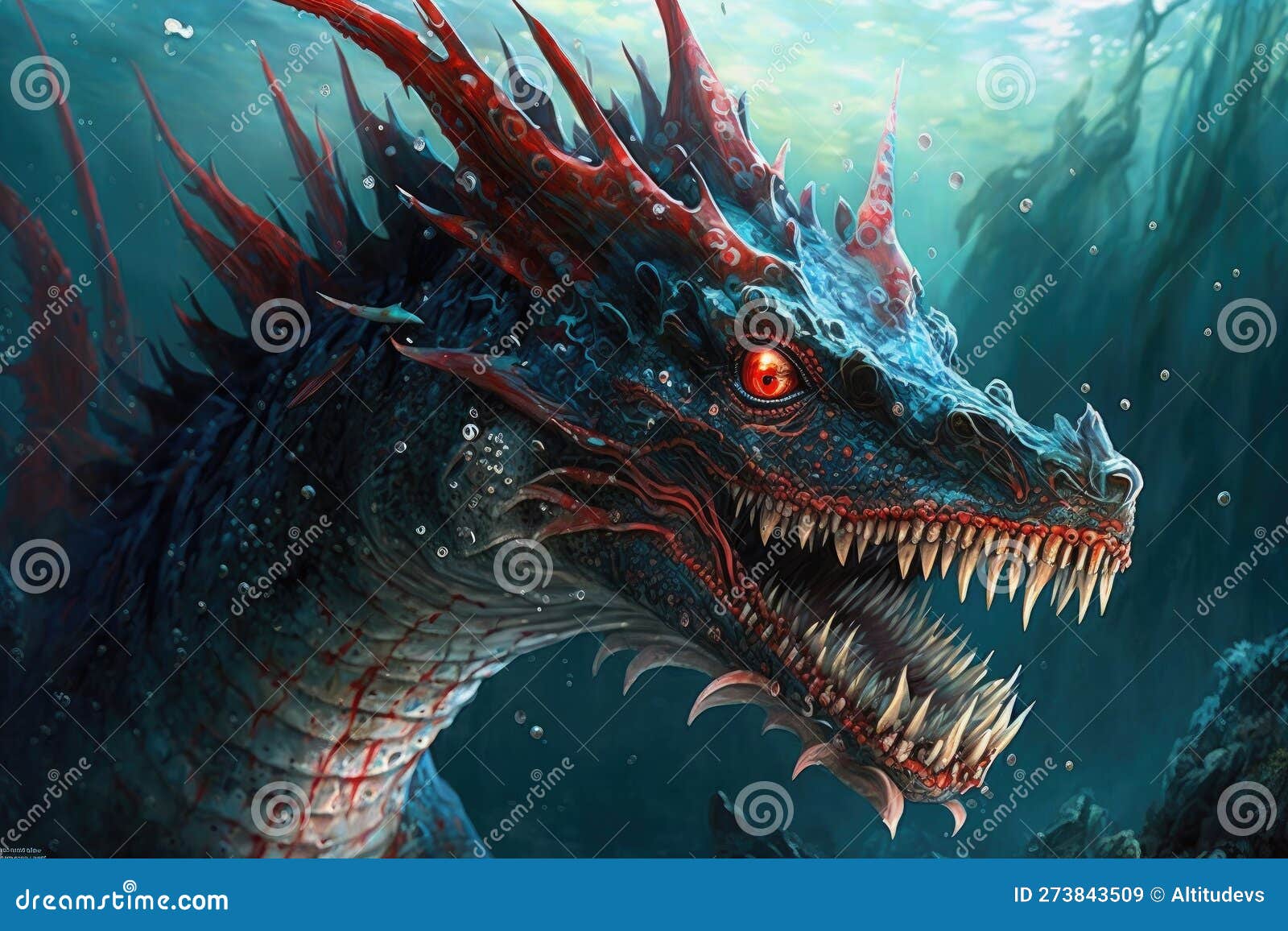 A Fearsome Dragon Depicted In A Circular Label. Eastern Mythological ...