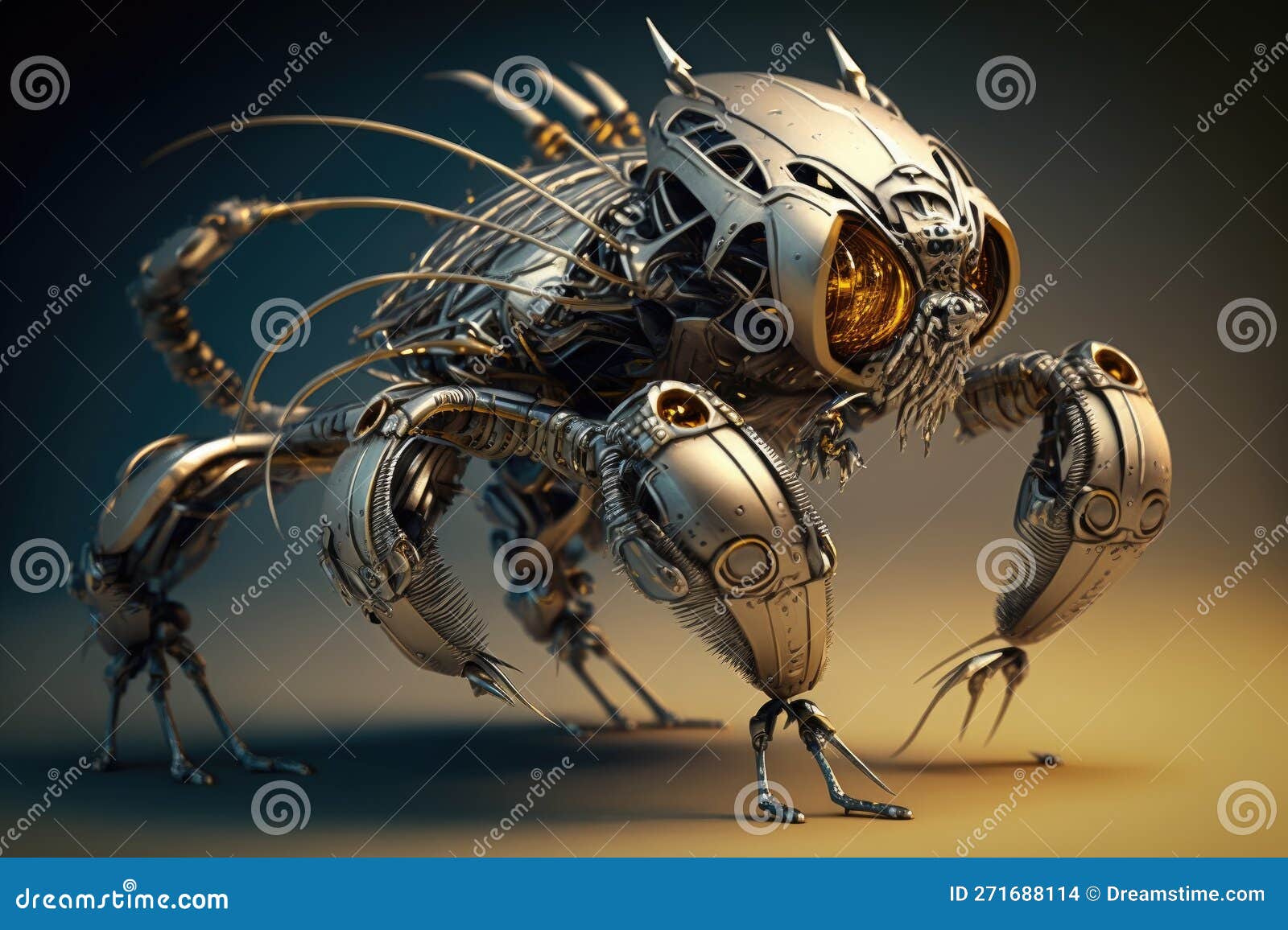 Fearsome, Wired, Mechanical Creature Aggressive, Metallic ...