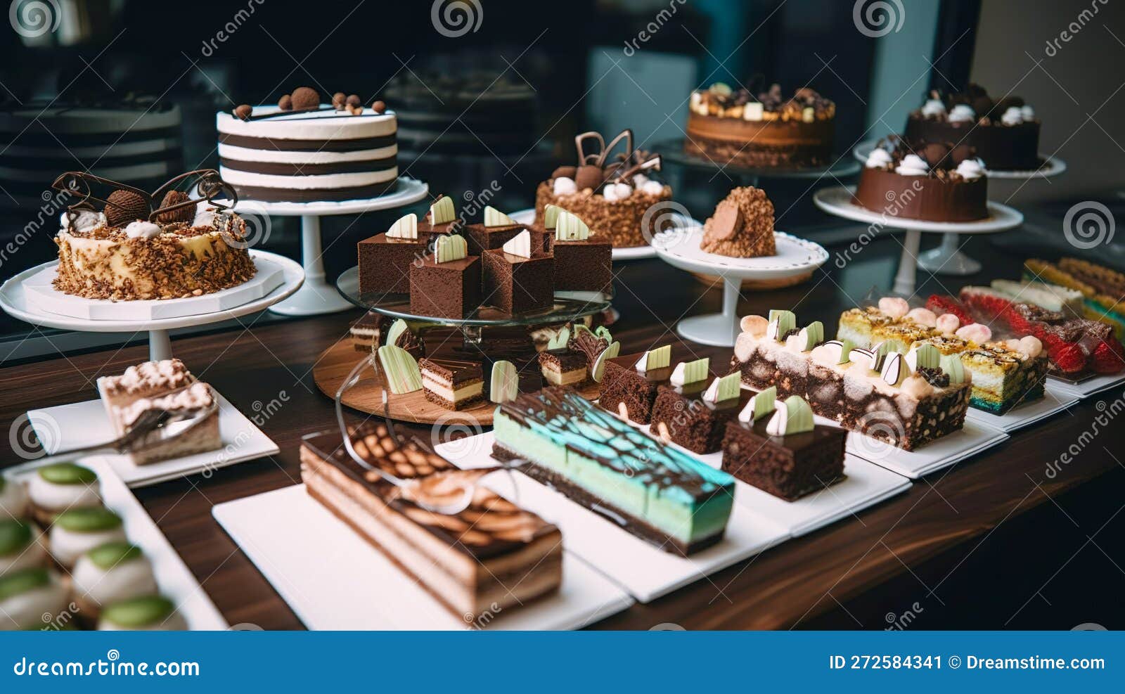 A Feast for the Eyes, Modern Bakery Cake Display, Generative AI Stock ...