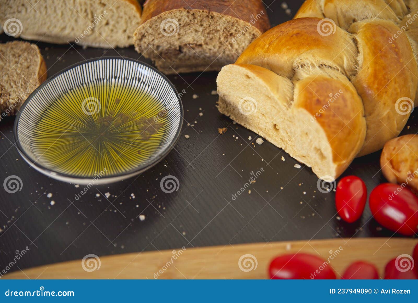 Feast, Messy Table. Bread in the Shape of a Braid. Sweet Challah ...