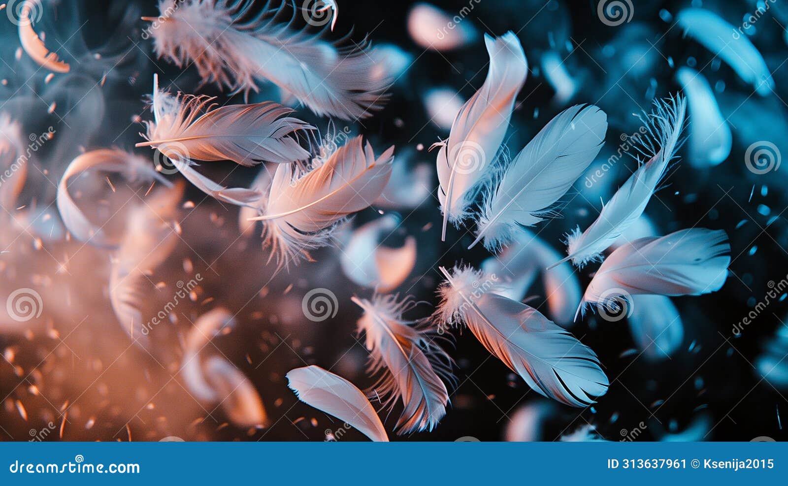 Feather Abstract Freedom Concept. Group of Light Fluffy a White ...