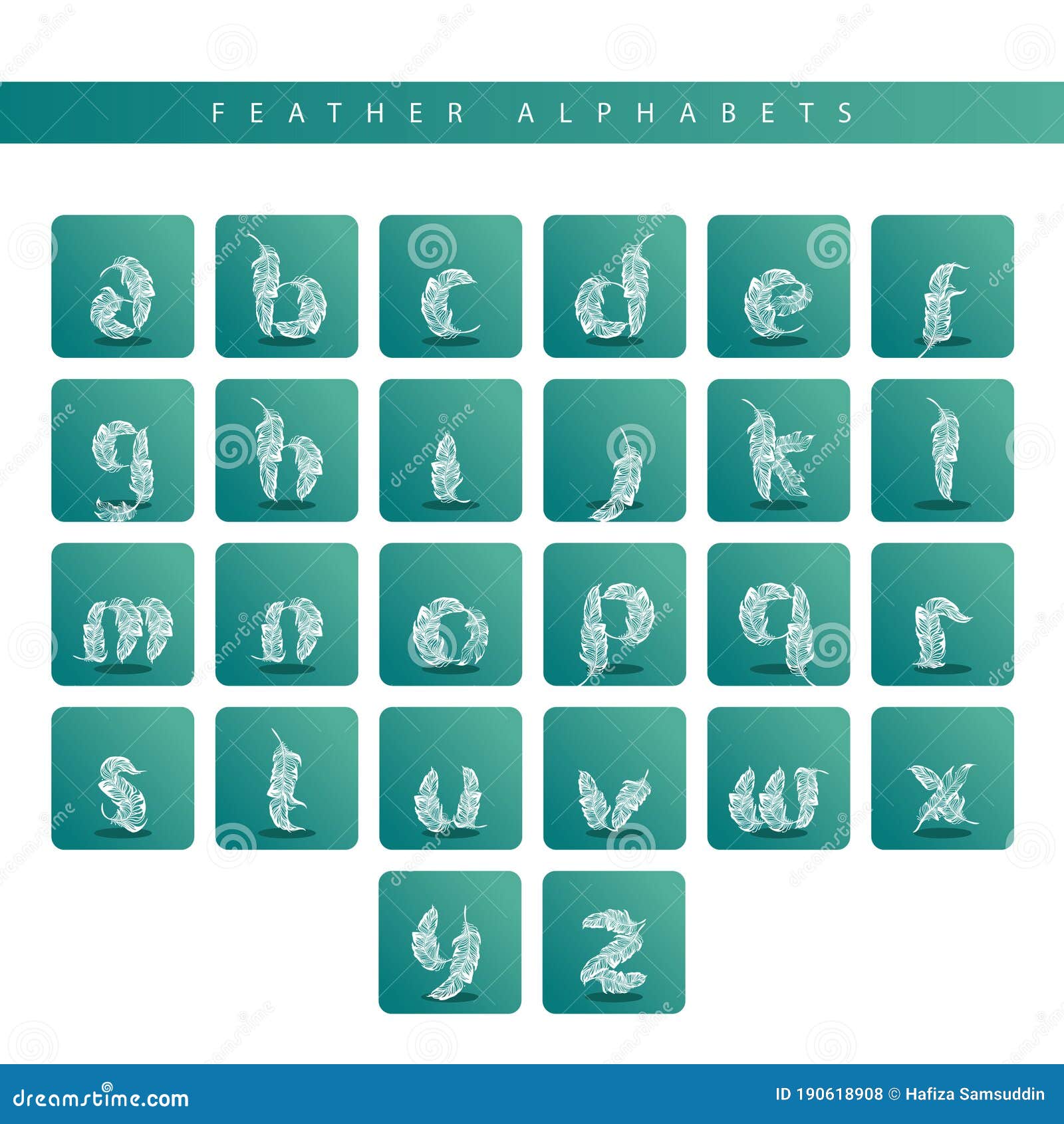 Feather Alphabets. Vector Illustration Decorative Design Stock Vector ...