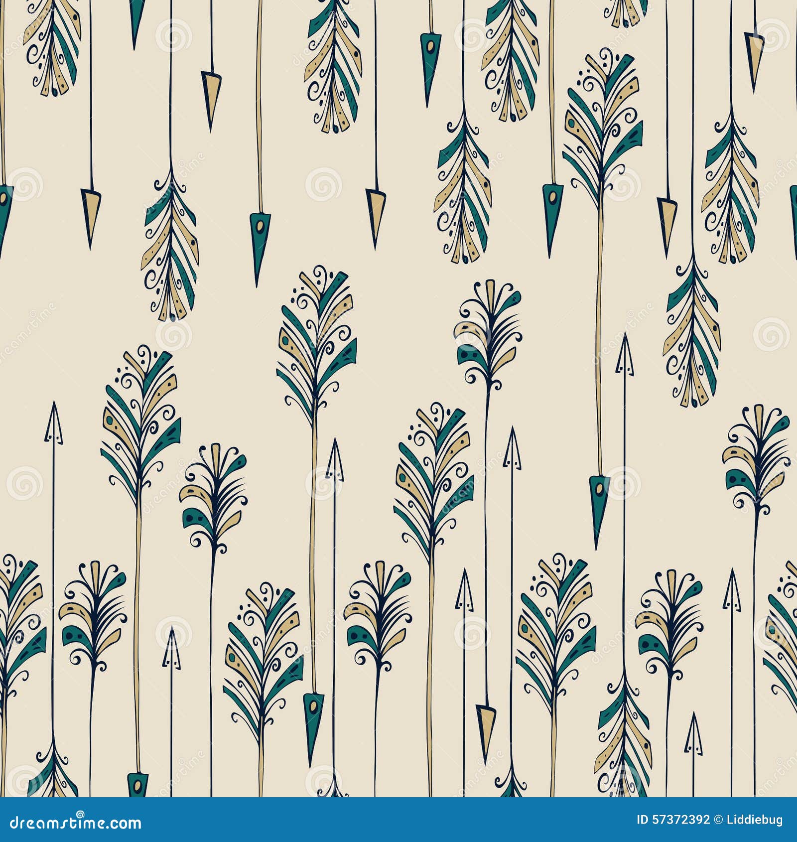 Feather Arrow Seamless Pattern Stock Vector - Illustration of drawn ...