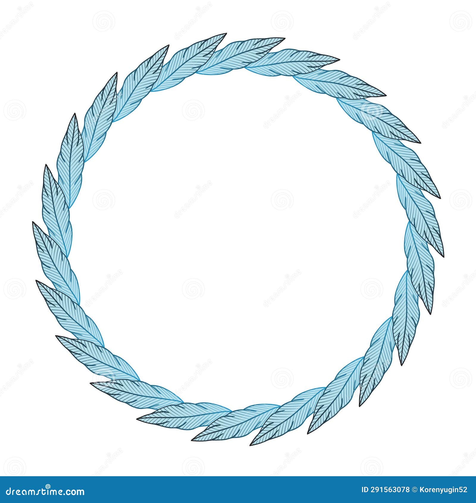 Feather Beautiful Art Drawn Round Frame Stock Vector - Illustration of ...