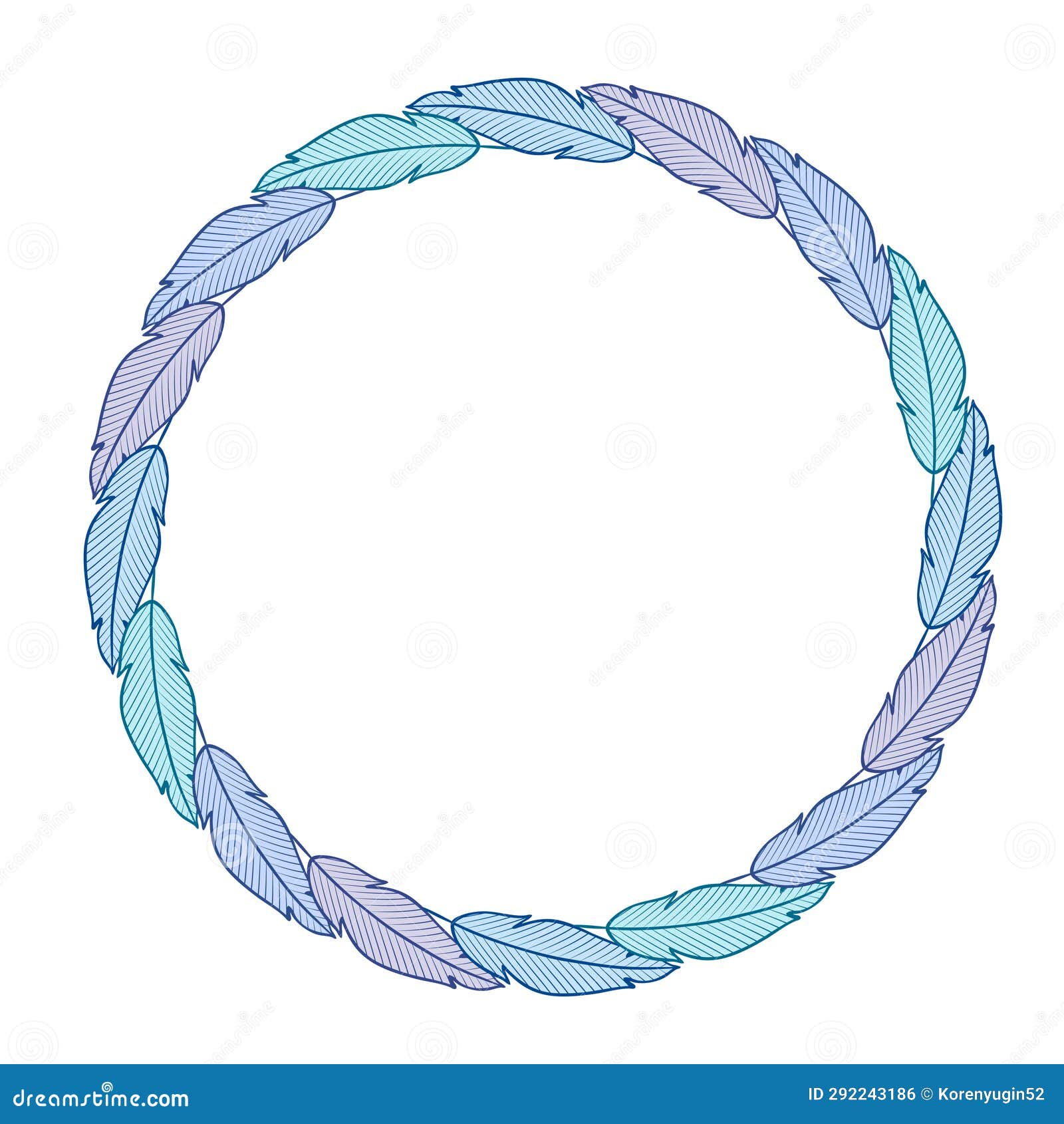 Feather Beautiful Art Drawn Round Frame Stock Illustration ...