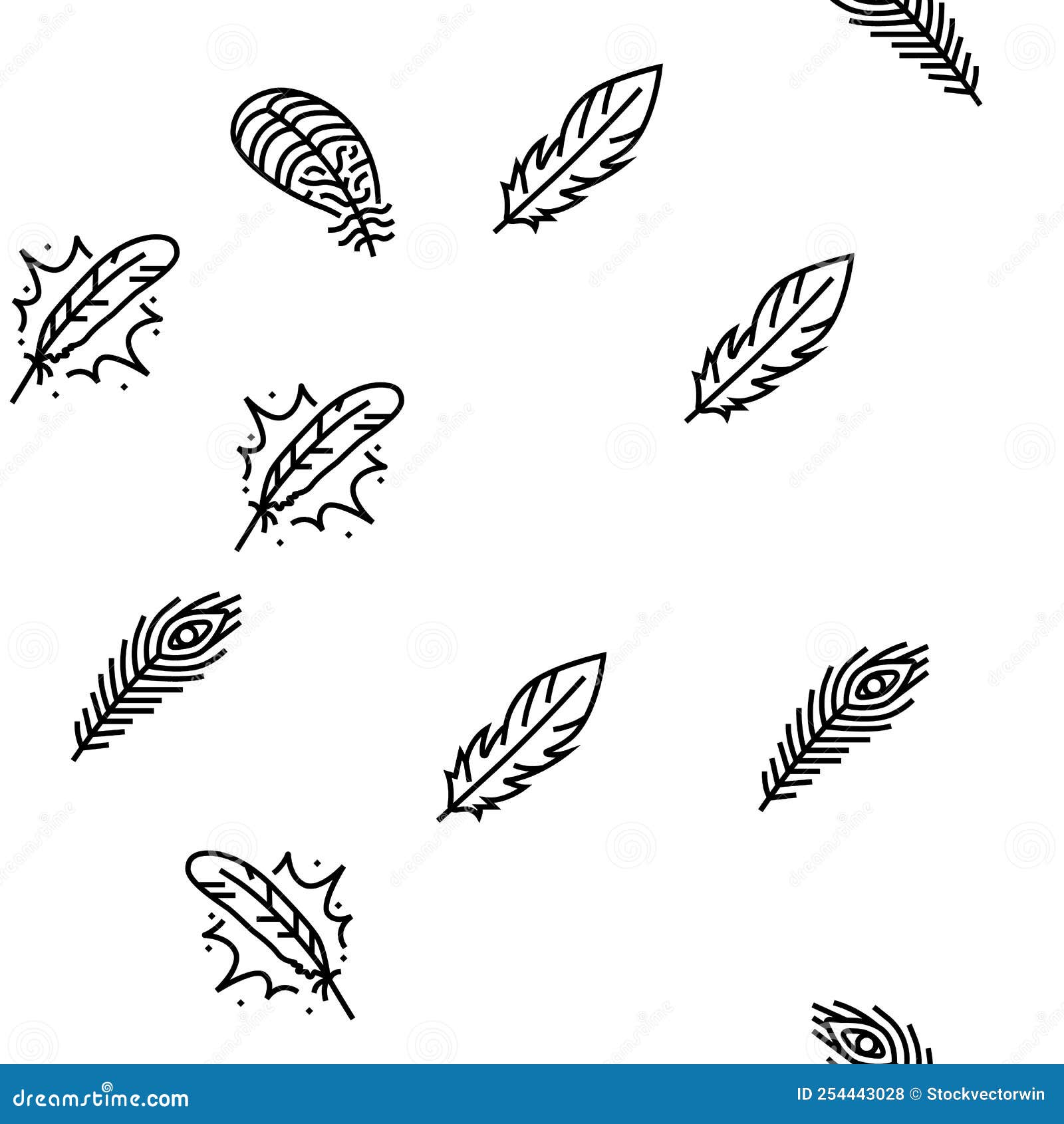 Feather Bird Soft Quil Fluffy Vector Seamless Pattern Stock Vector ...