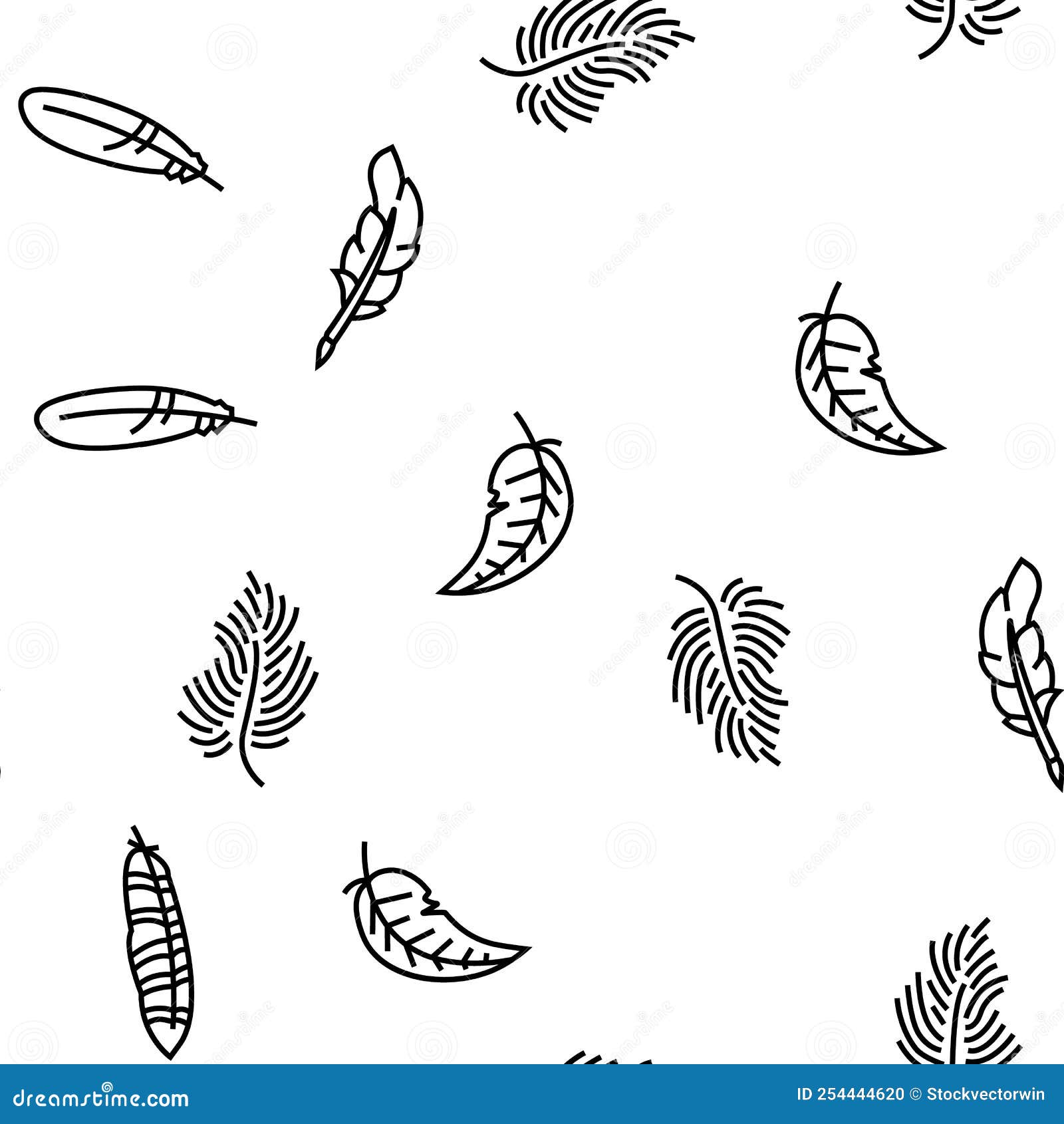 Feather Bird Soft Quil Fluffy Vector Seamless Pattern Stock ...