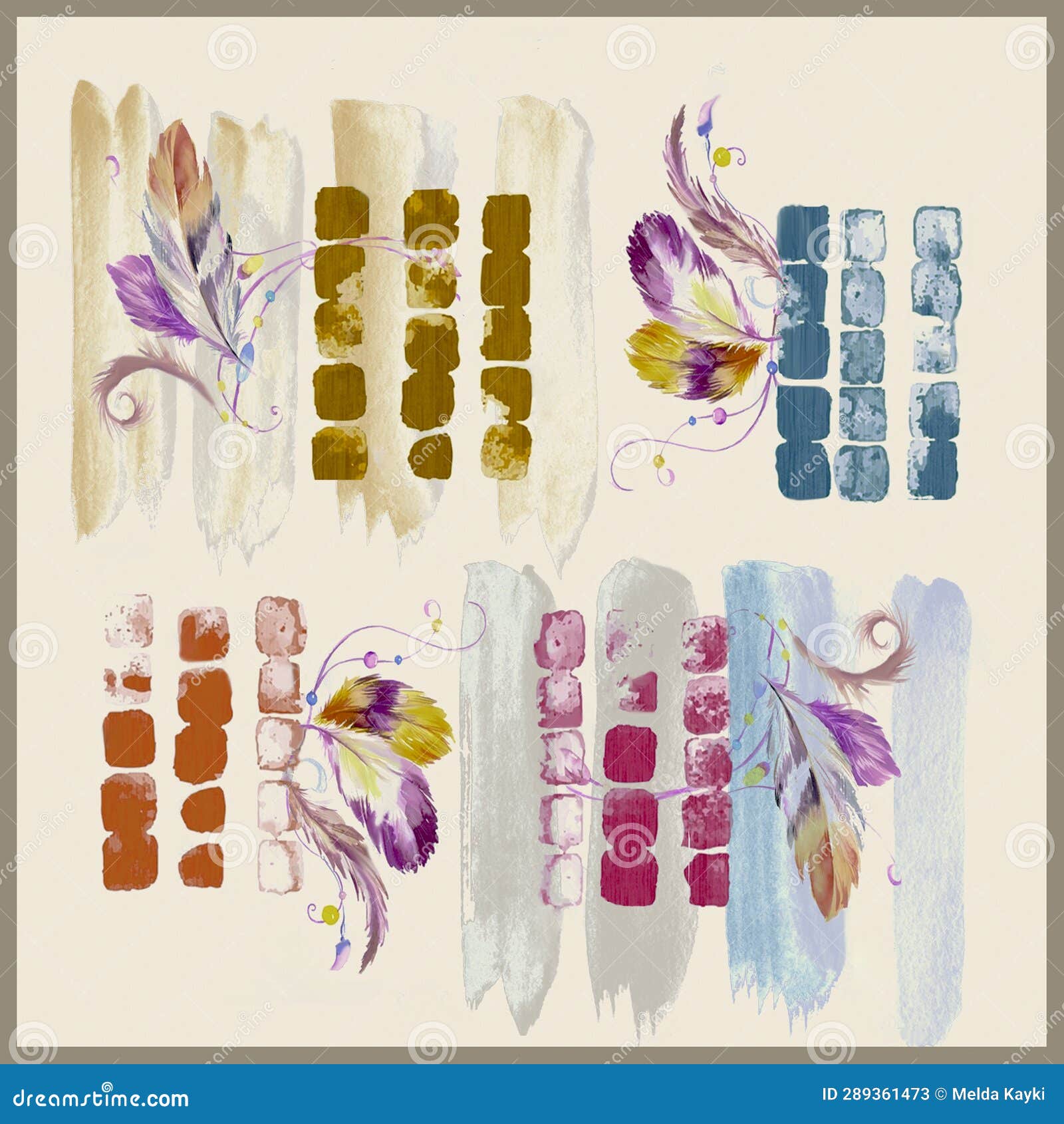 Feather on the Brush Stroke Stock Illustration - Illustration of stroke ...