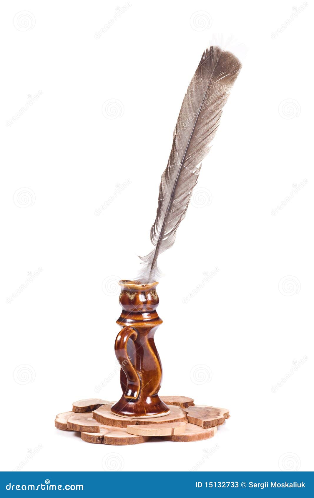Feather and Ceramic Inkwell Stock Image - Image of board, inkpot: 15132733