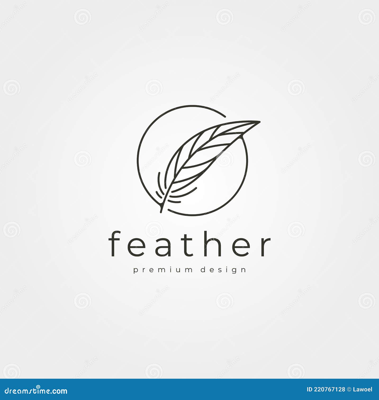 Feather Circle Logo Vector Line Art Minimal Symbol Illustration Design ...