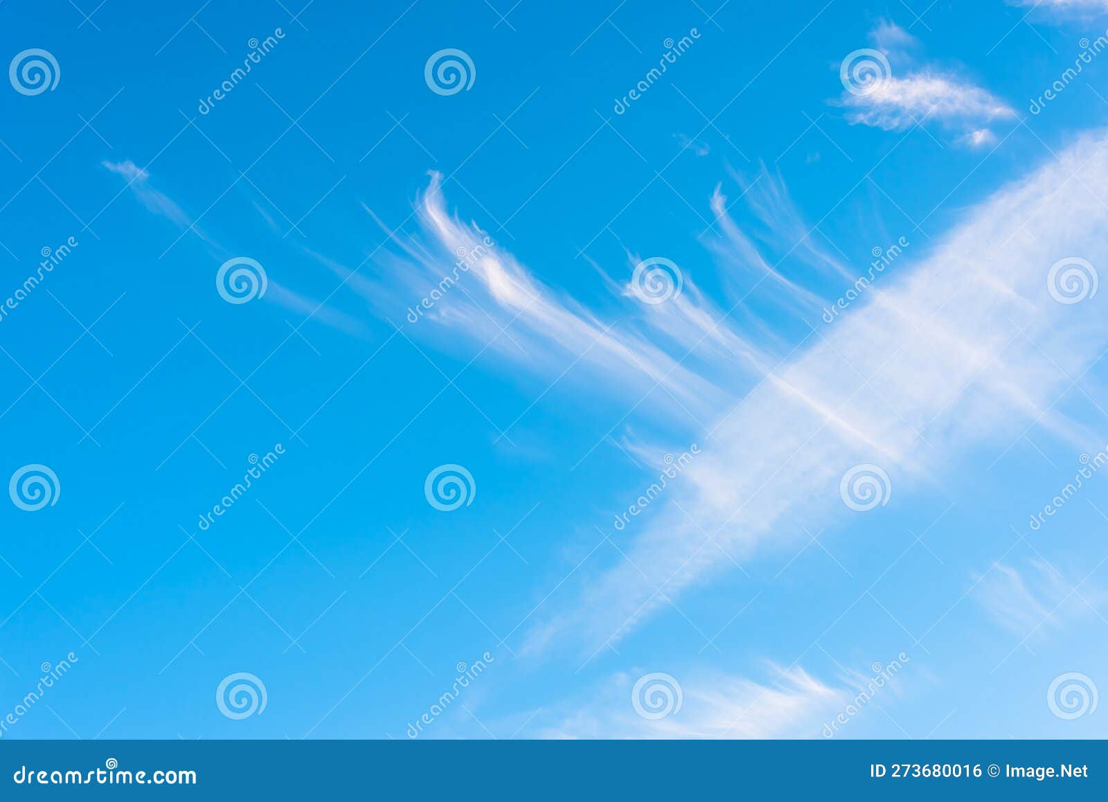 Feather Clouds on Deep Blue Sky Background Stock Photo - Image of traces, chem: 273680016