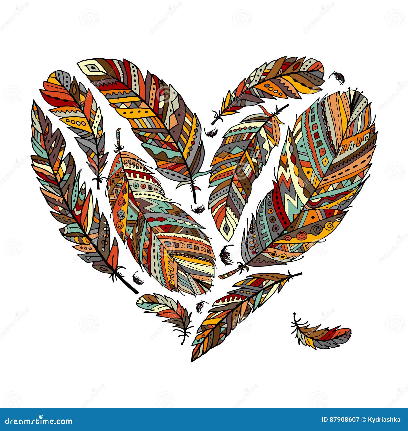 Feather Collection, Heart Shape for Your Design Stock Vector ...