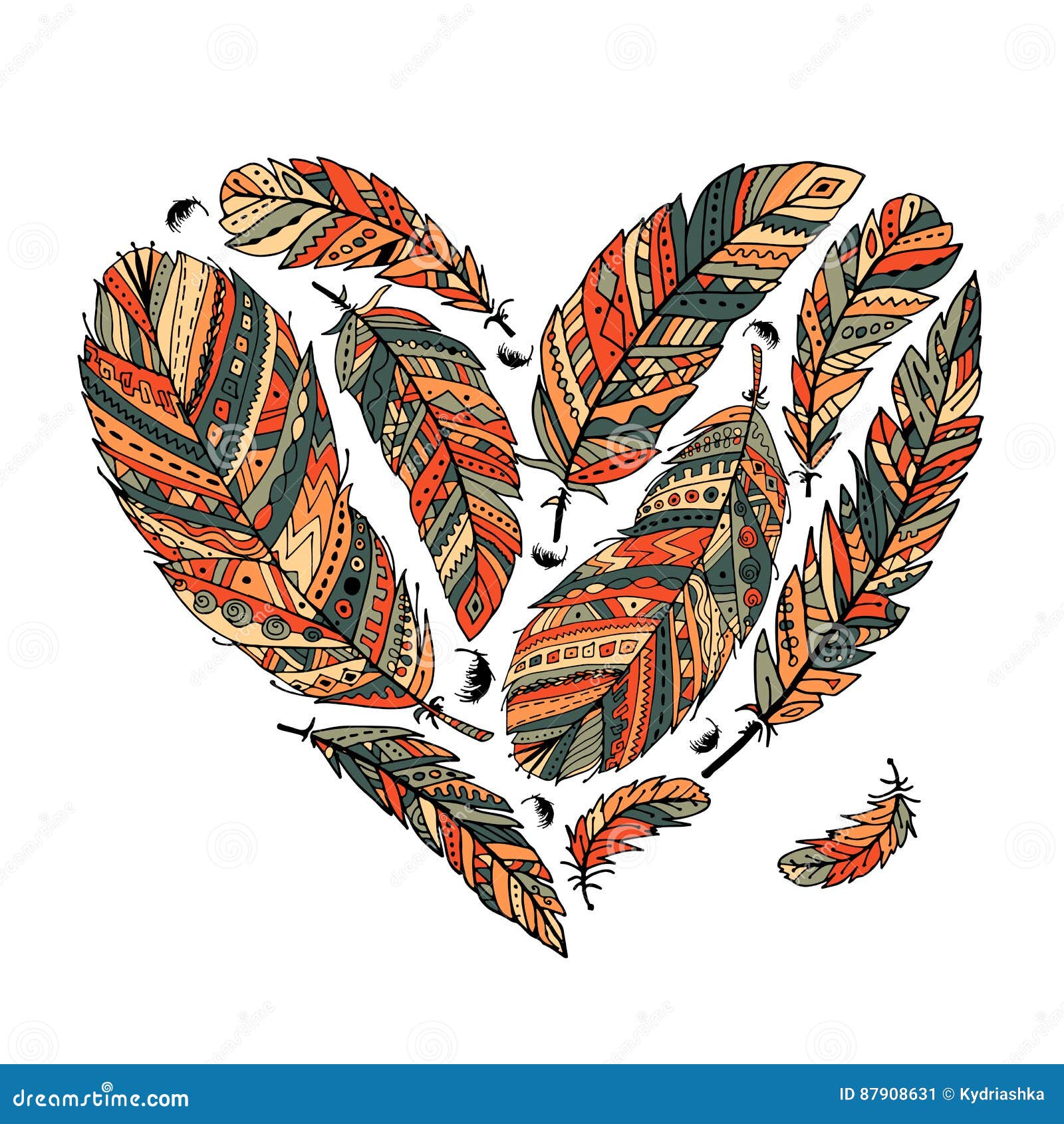 Feather Collection, Heart Shape for Your Design Stock Vector ...