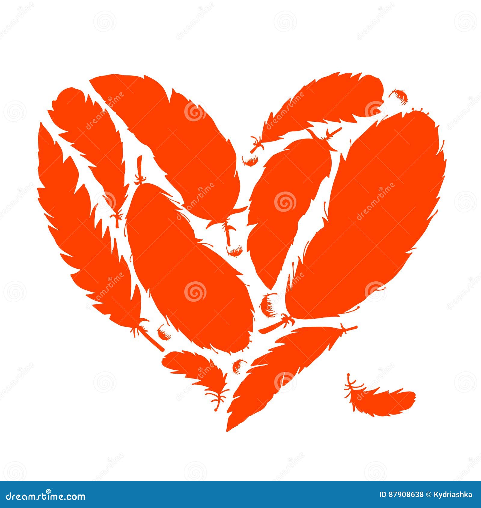 Feather Collection, Heart Shape for Your Design Stock Vector ...