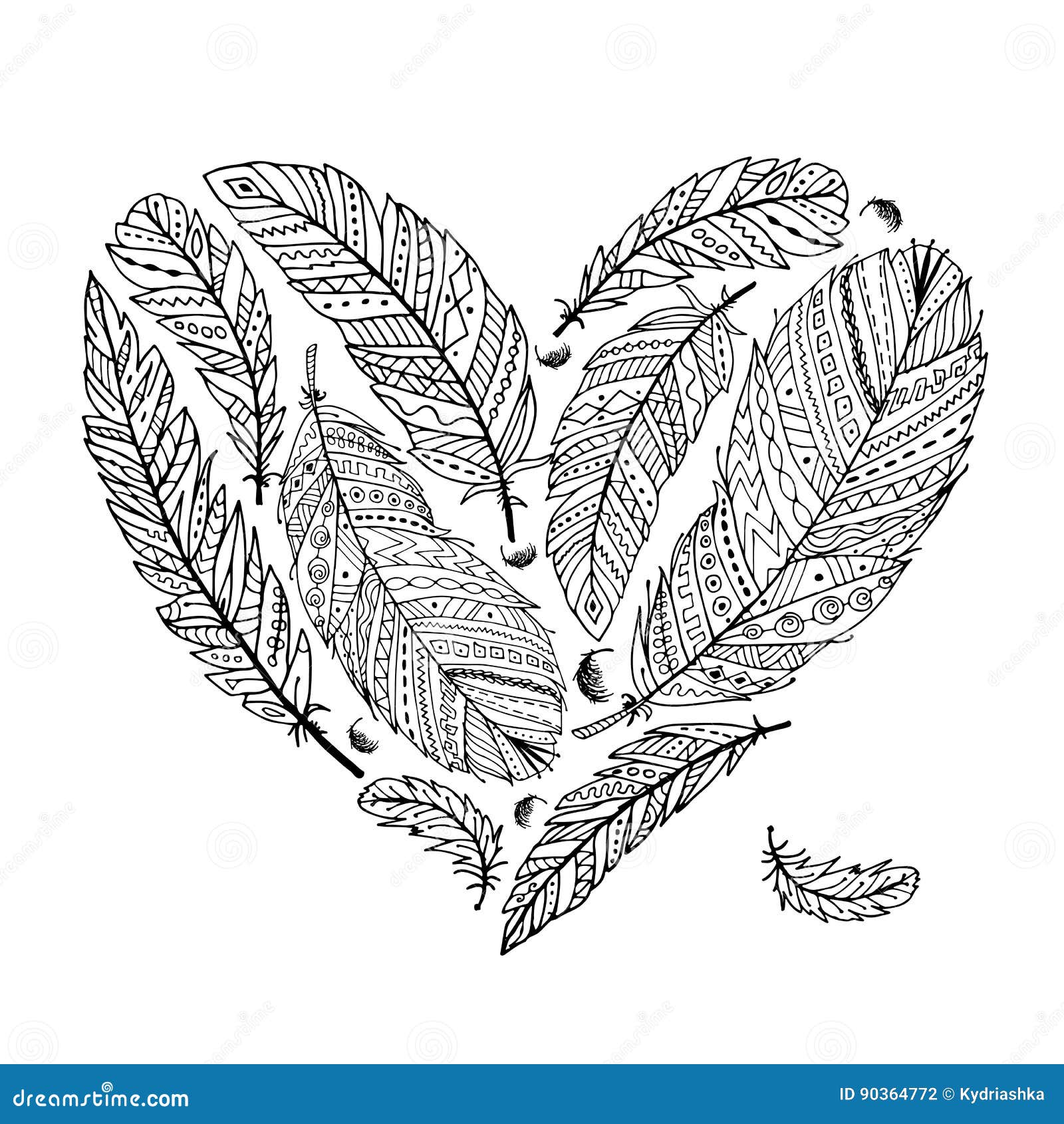 Feather Collection, Heart Shape for Your Design Stock Vector ...
