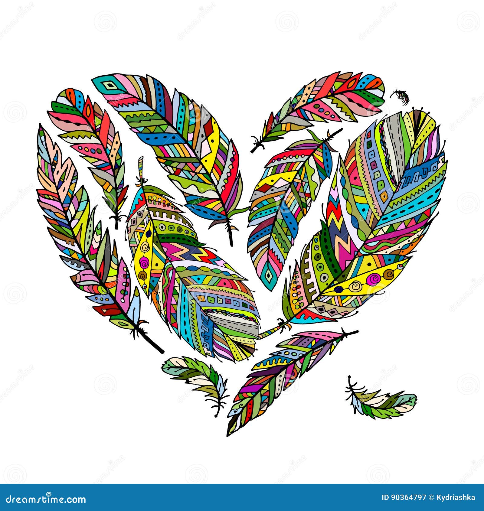 Feather Collection, Heart Shape for Your Design Stock Vector ...