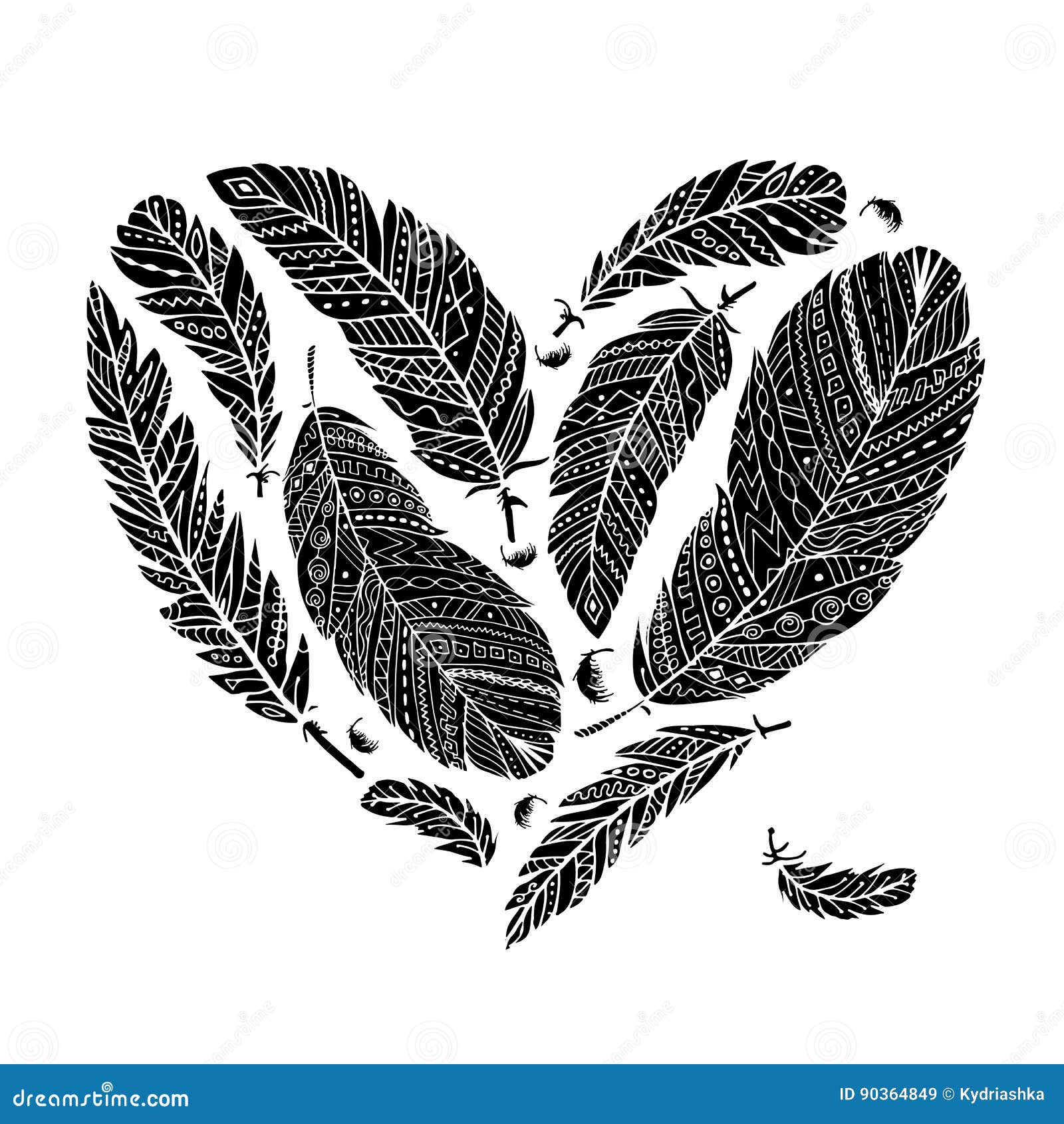 Feather Collection, Heart Shape for Your Design Stock Vector ...