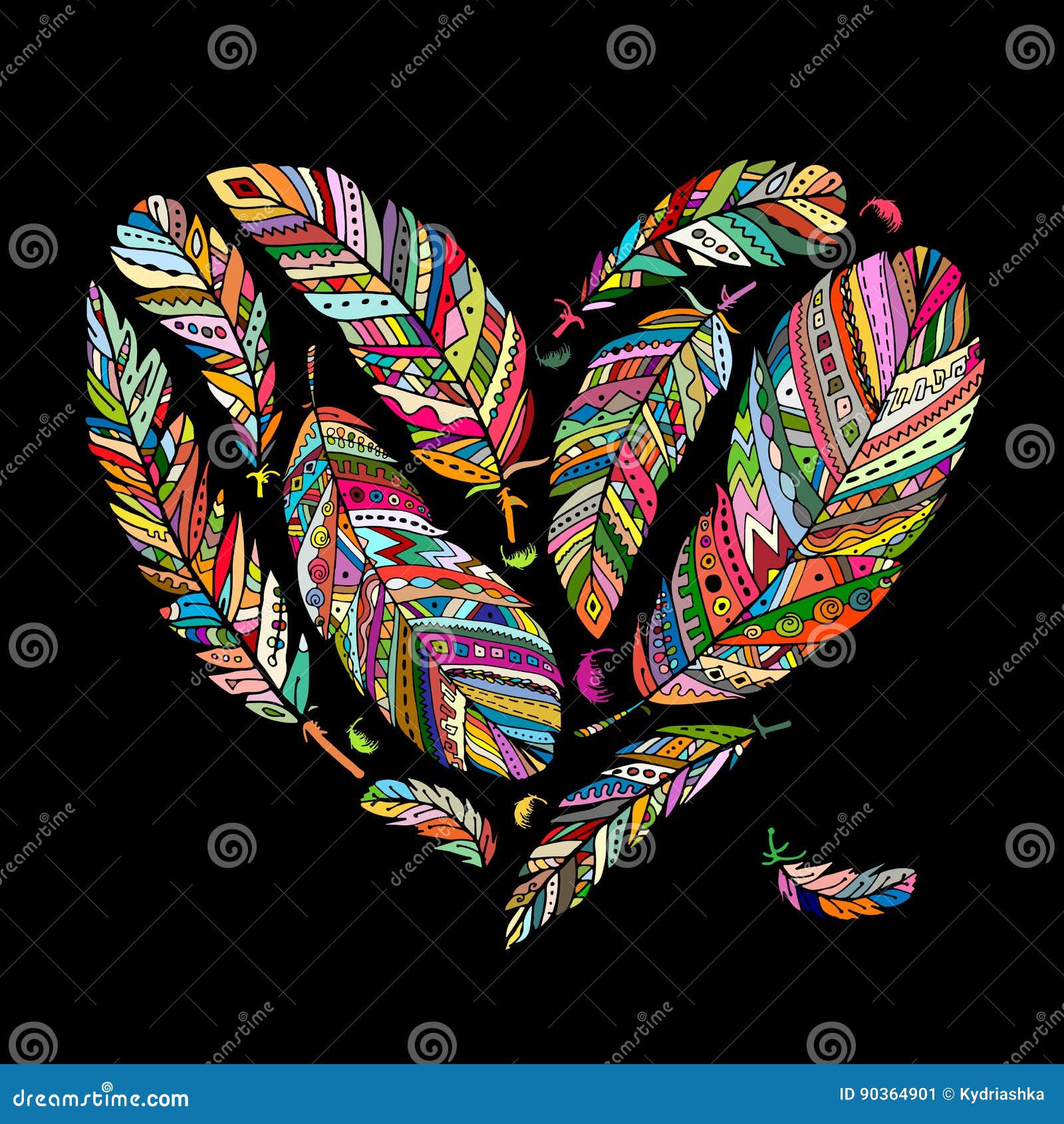 Feather Collection, Heart Shape for Your Design Stock Vector ...