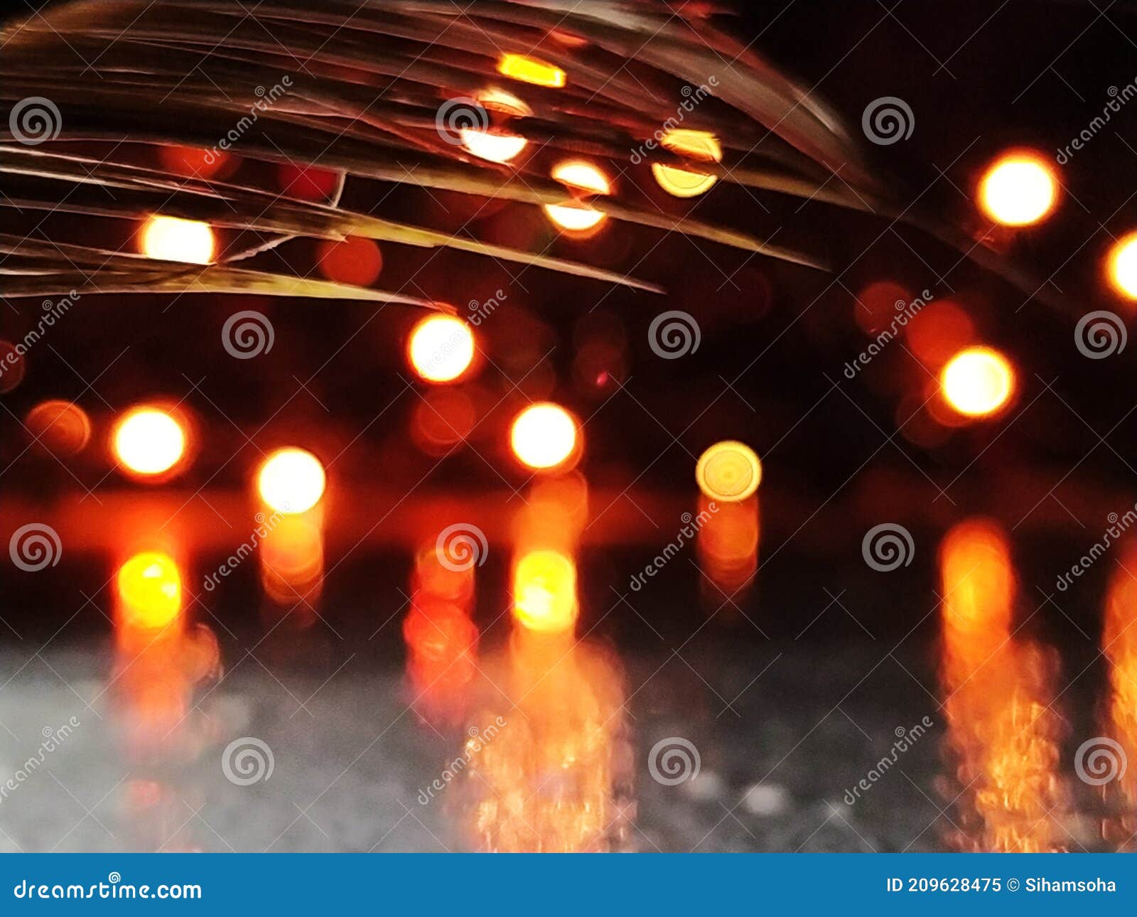 Reflecting Lights in the Ground, and Bokeh Mode Stock Image - Image of ...