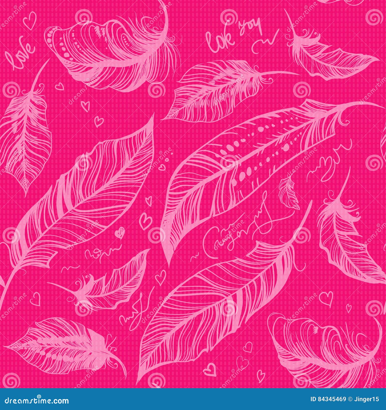 Feather Decorative Pink Pattern Stock Vector - Illustration of seamless ...