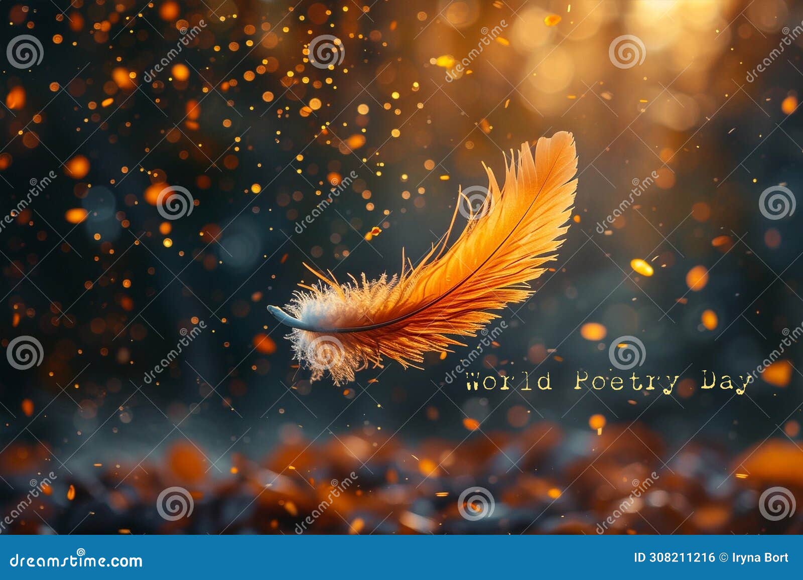 Feather Flying on Abstract Background, World Poetry Day Stock ...