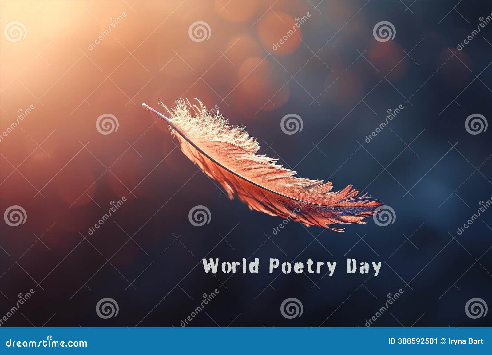 Feather Flying on Abstract Background, World Poetry Day Stock ...