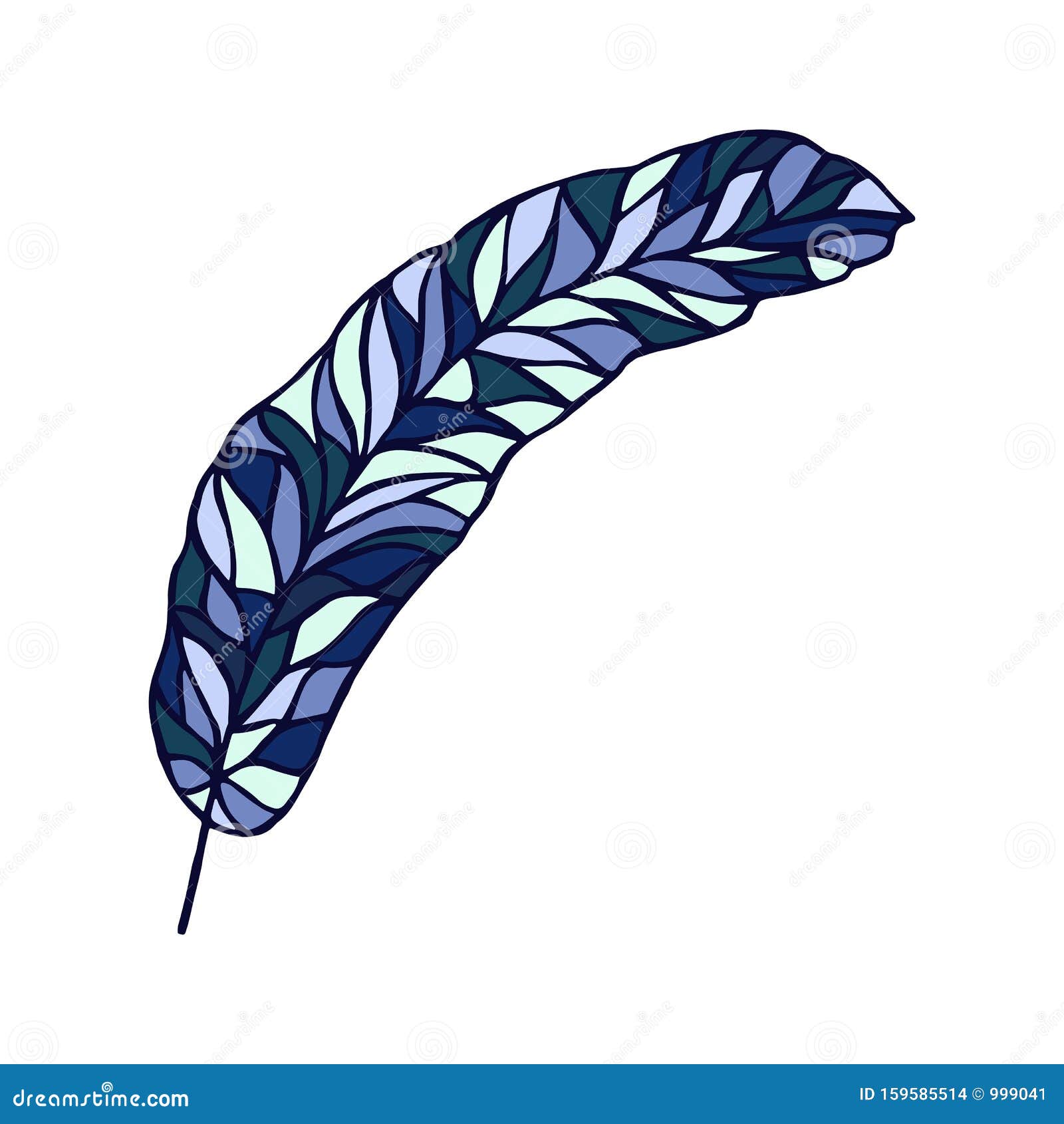 Feather with Geometric Pattern. Eps10 Vector Illustration. Hand Drawing ...