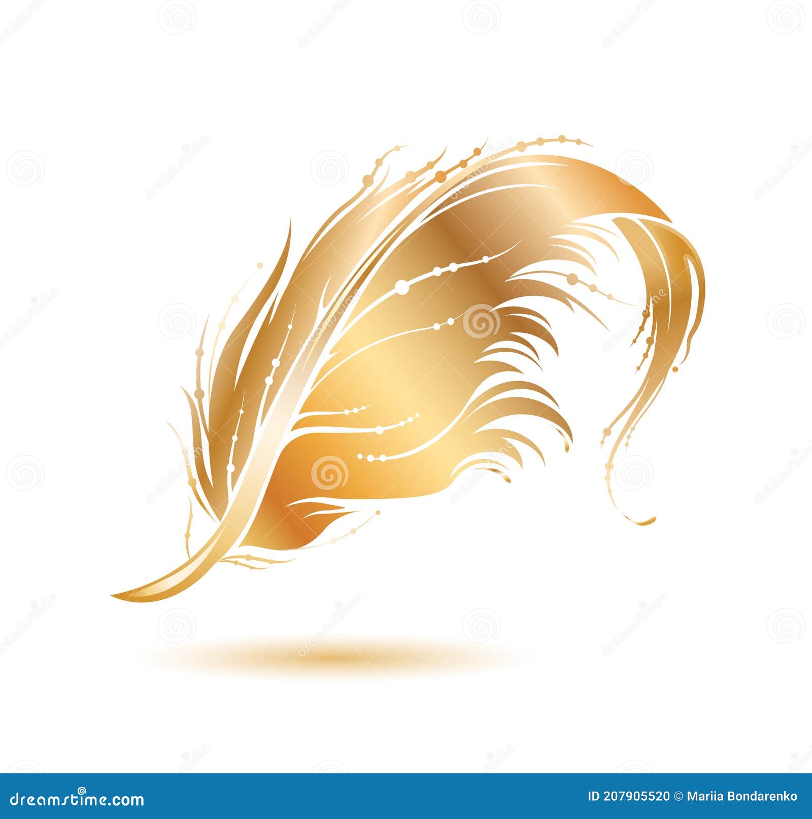Golden bird feather icon stock vector. Illustration of angel - 207905520