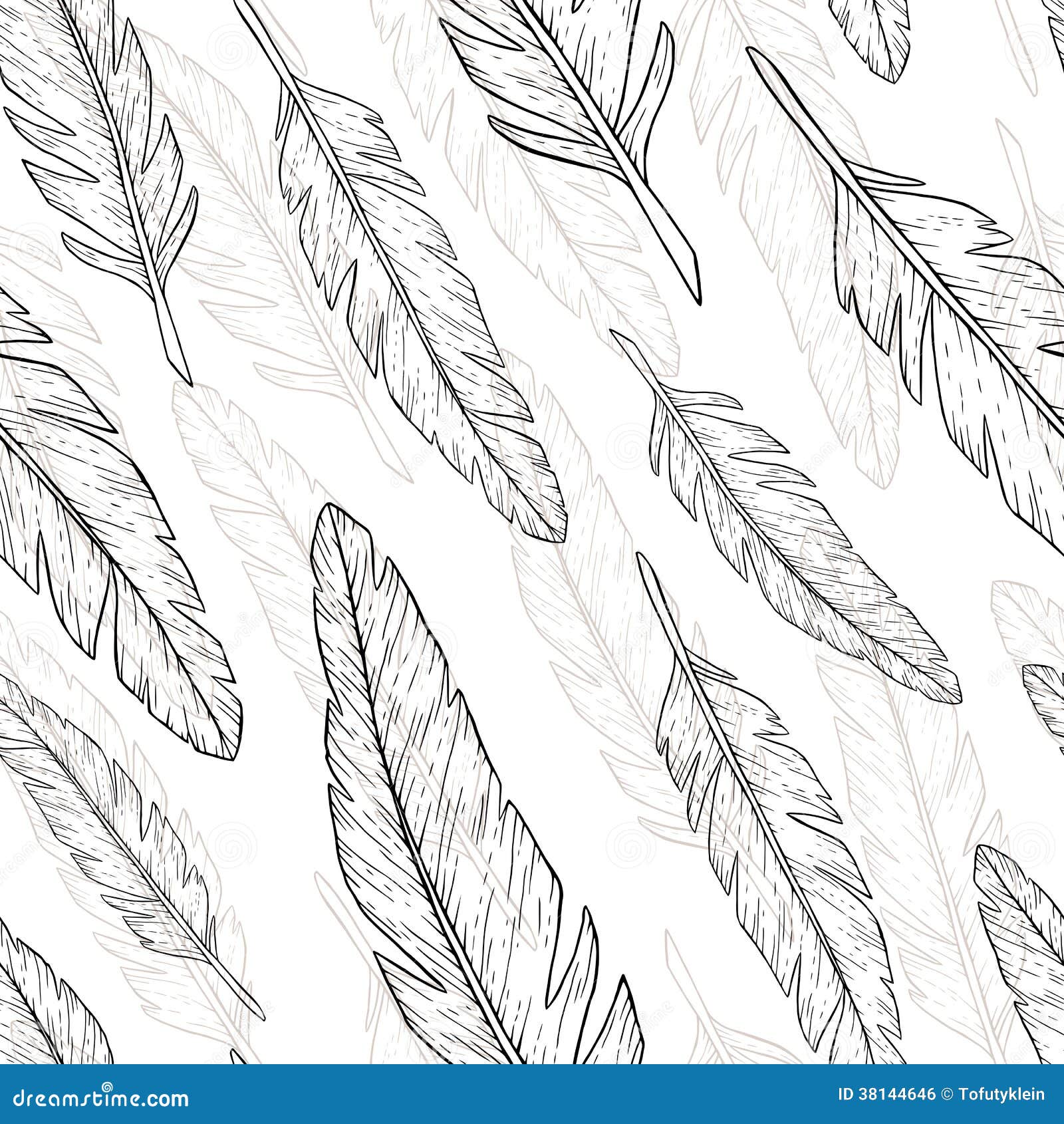 Feather hand drawn pattern stock vector. Illustration of light - 38144646
