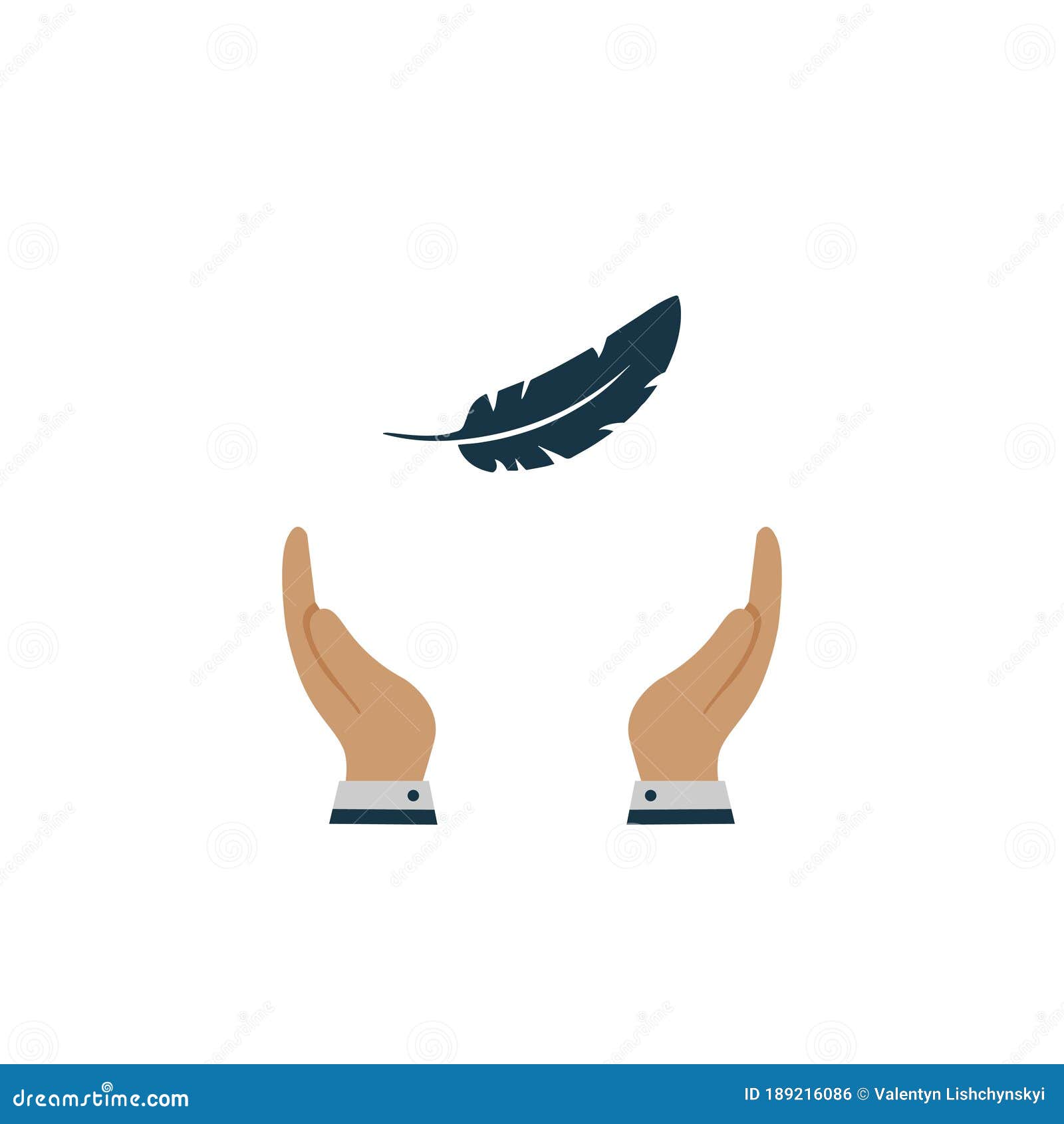 Feather in Hand Icon. Vector Symbol on White Background Stock Vector ...