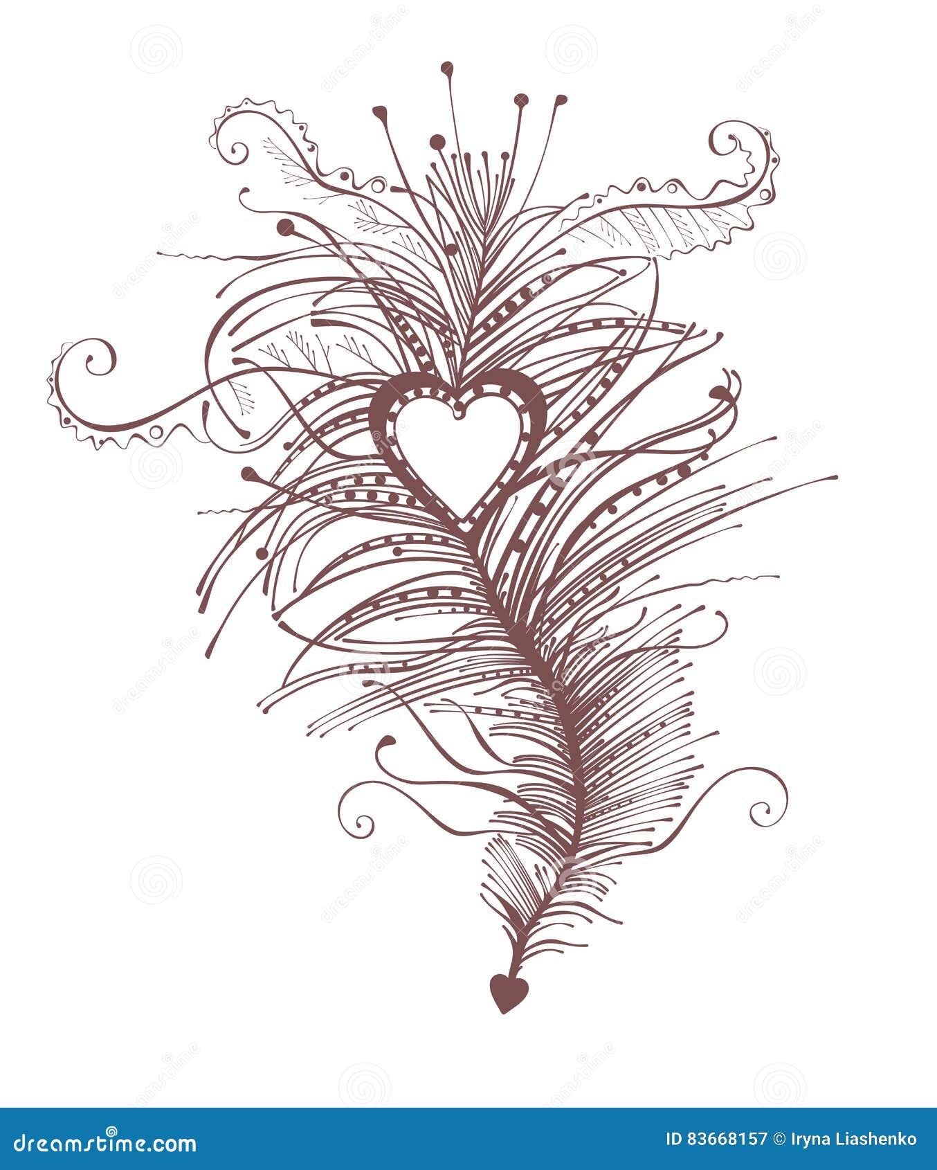 Feather Heart. stock illustration. Illustration of lace - 83668157