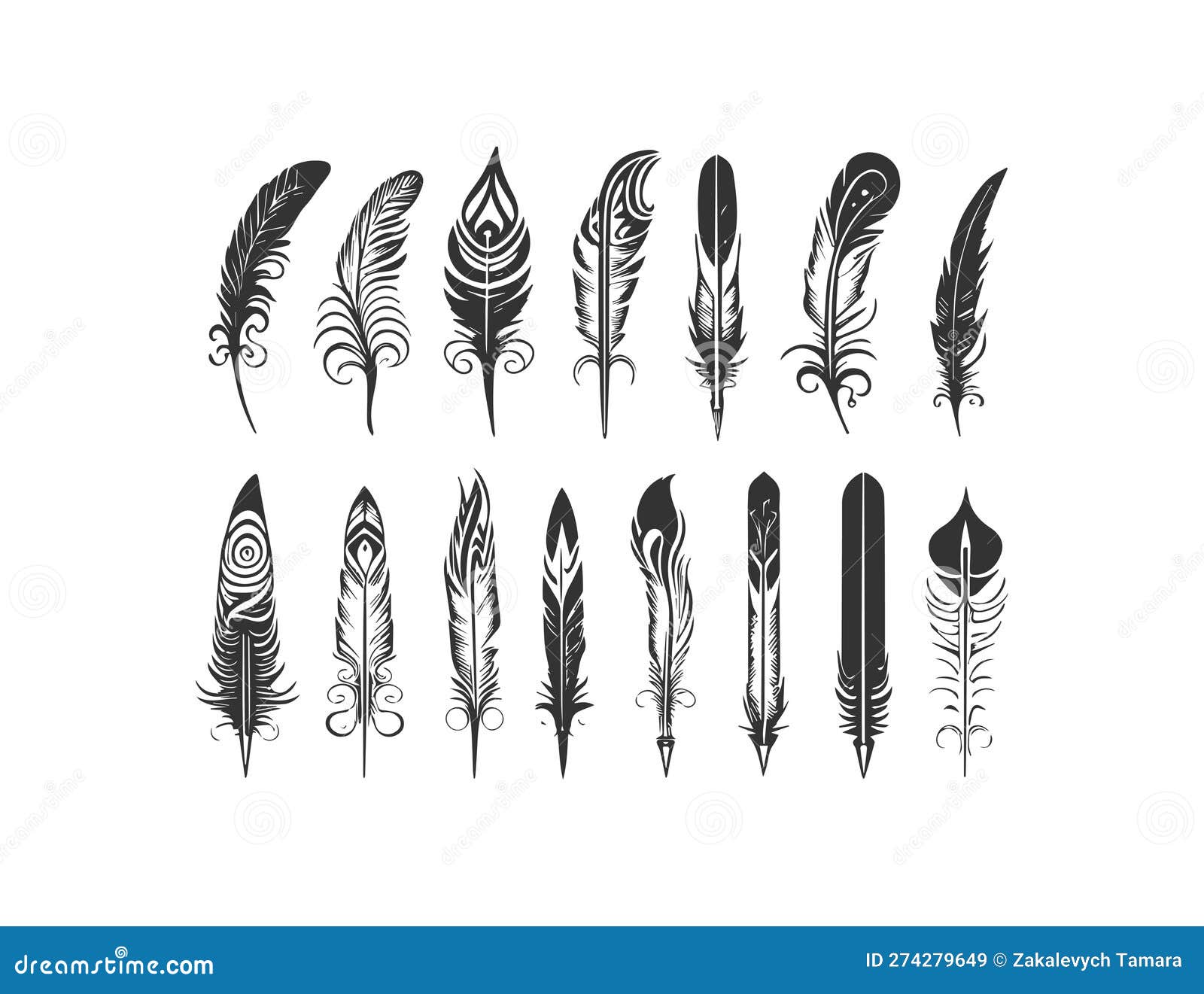 Feather Icon Set. Vector Illustration Stock Illustration - Illustration ...