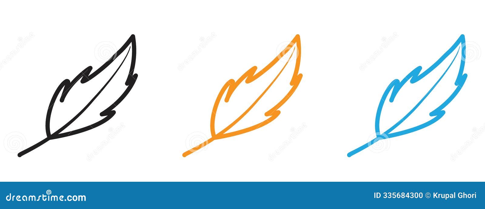 Feather Icon Thin Line Illustration Set Stock Vector - Illustration of ...
