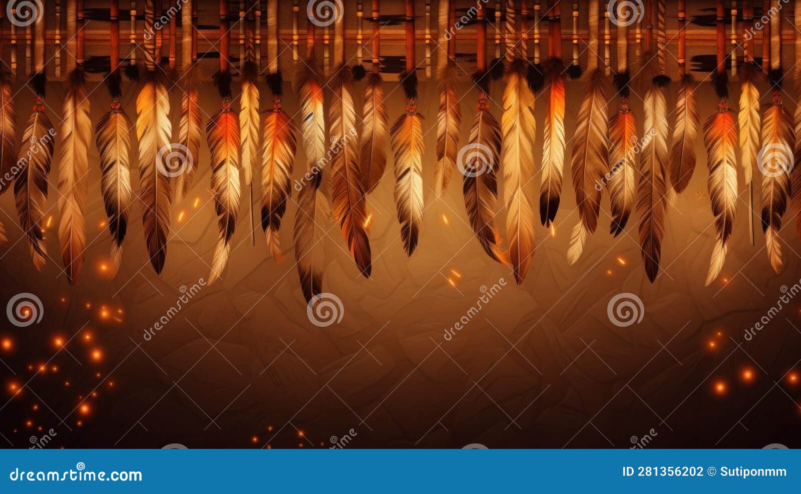 Feather Indian Tribe Bohemian Background Free Space Stock Illustration ...