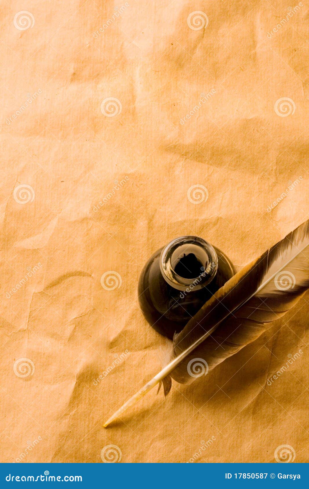 Old Paper With Feather On Brown Wood Texture Stock Image ...