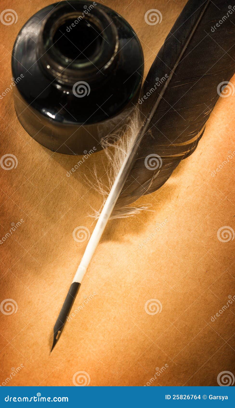 Feather and ink bottle stock photo. Image of history - 25826764