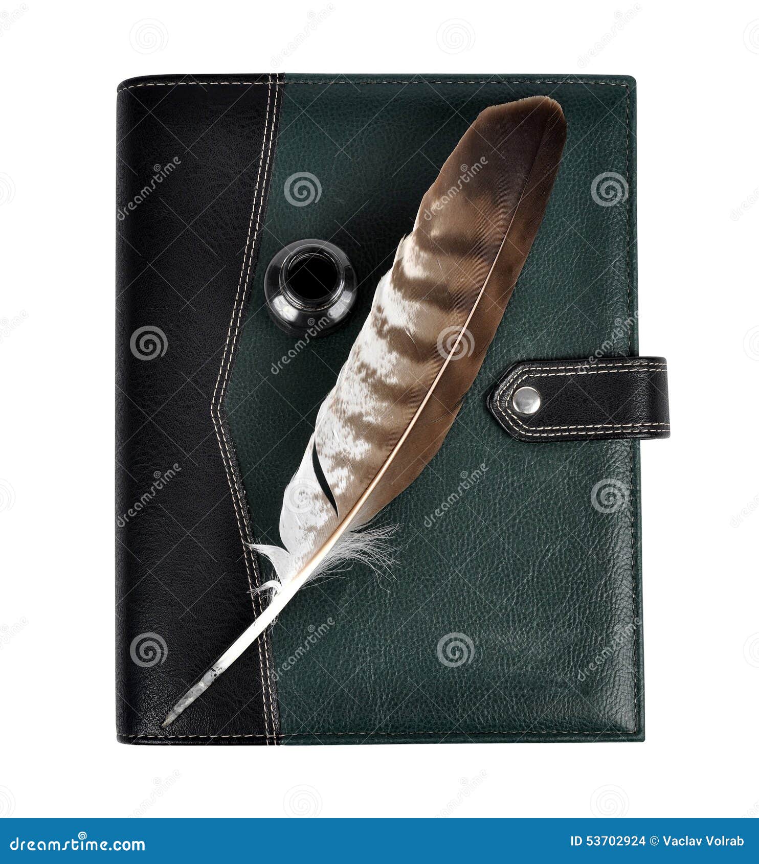 Feather with Ink Bottle and Notebook Stock Photo - Image of retro ...