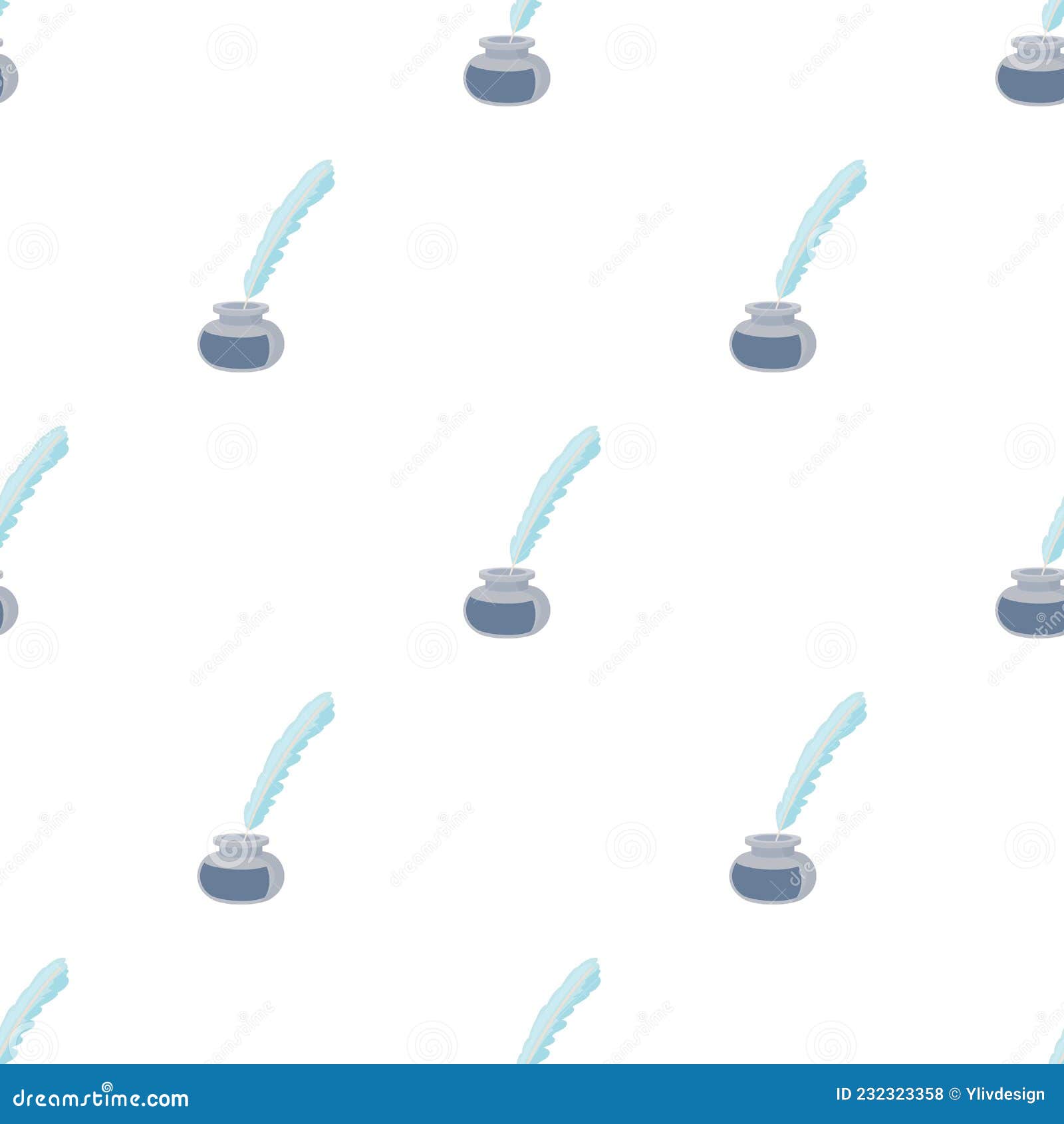 Feather and Ink Bottle Pattern Seamless Vector Stock Vector ...