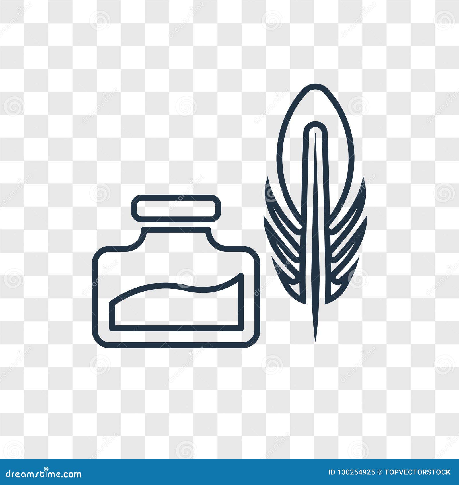 Feather and Ink Concept Vector Linear Icon Isolated on Transparent ...