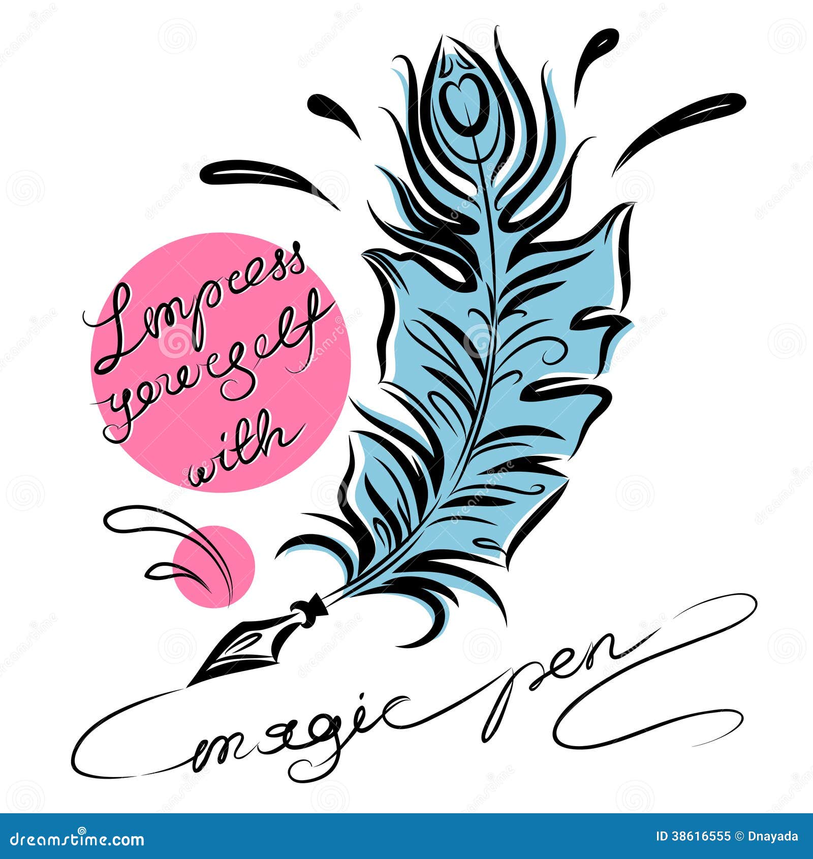 Feather with ink lettering stock vector. Illustration of manuscript ...