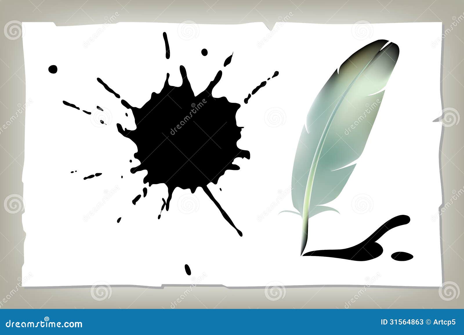 Feather, ink stock vector. Illustration of object, literature - 31564863