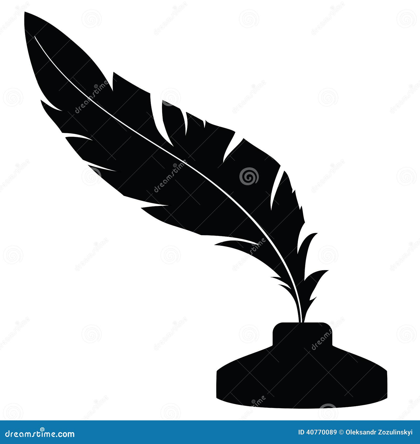Feather with ink 1 stock illustration. Illustration of inkwell - 40770089