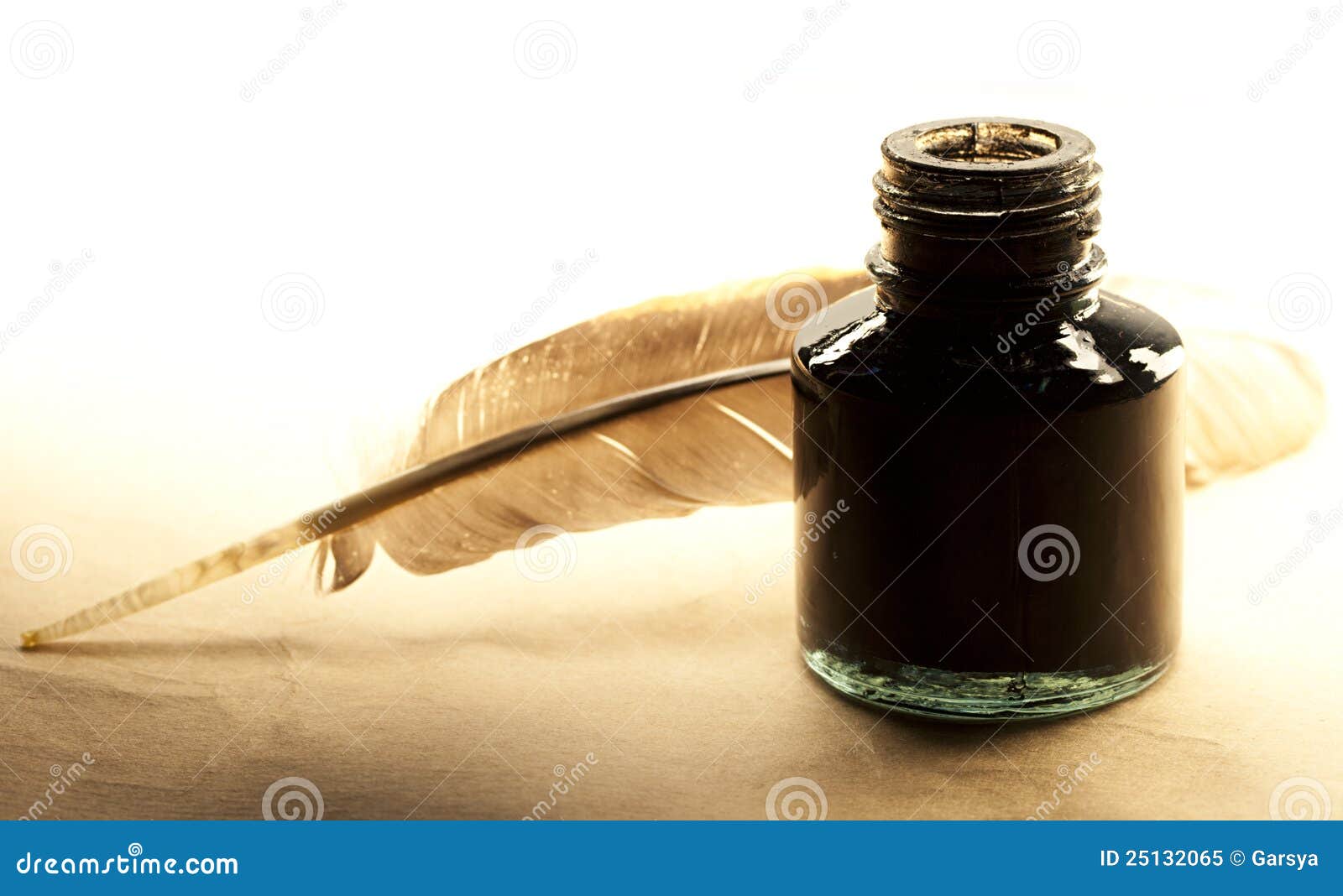 Feather and inkpot stock image. Image of paint, black - 25132065