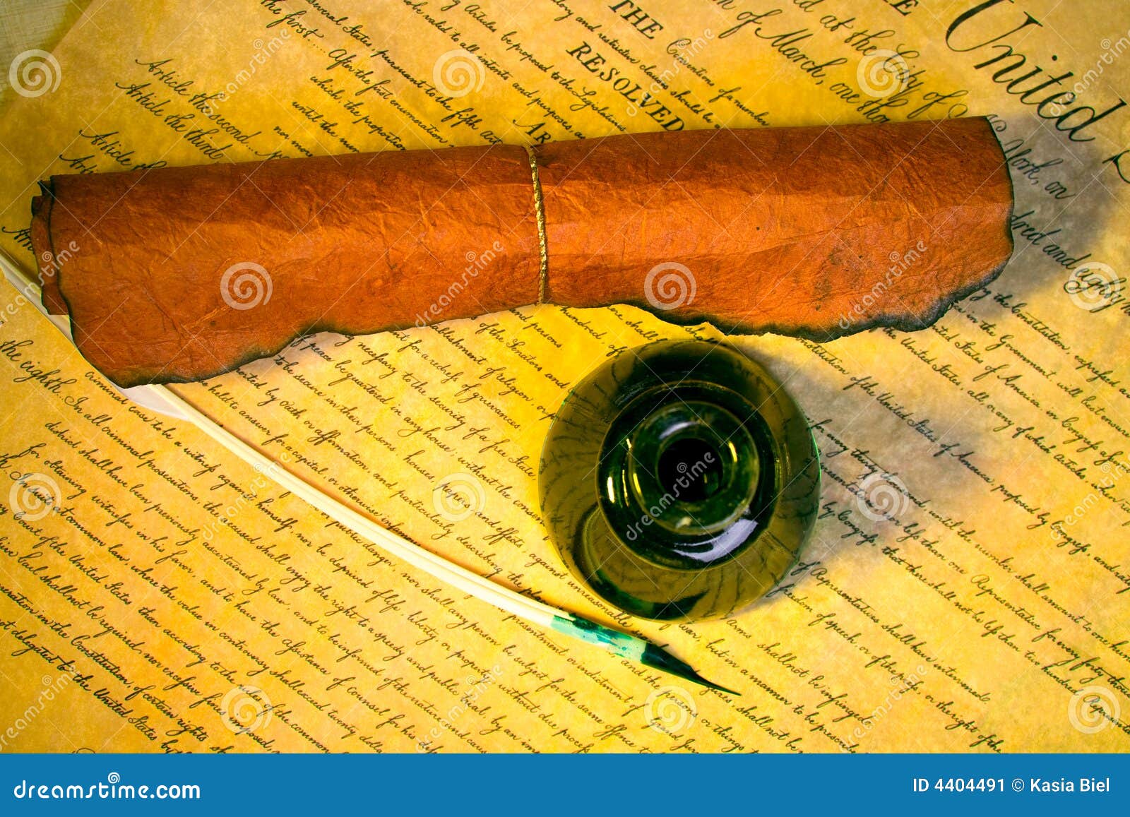 Feather , Inkwell And Paper Picture. Image: 4404491