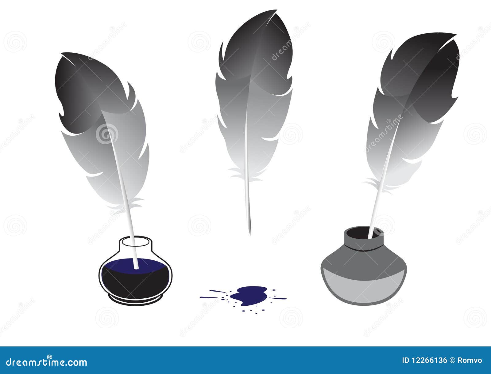 Feather and inkwells stock vector. Illustration of inkwell - 12266136