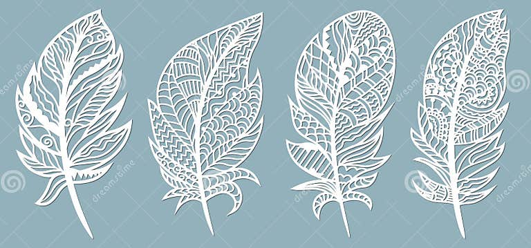 Feather. Laser Cut. Template for Laser Cutting and Plotter. Vector ...
