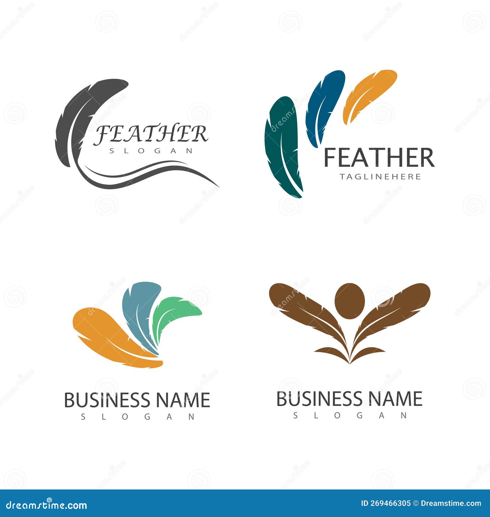 Feather Logo Vector Template and Symbol Design Stock Vector ...