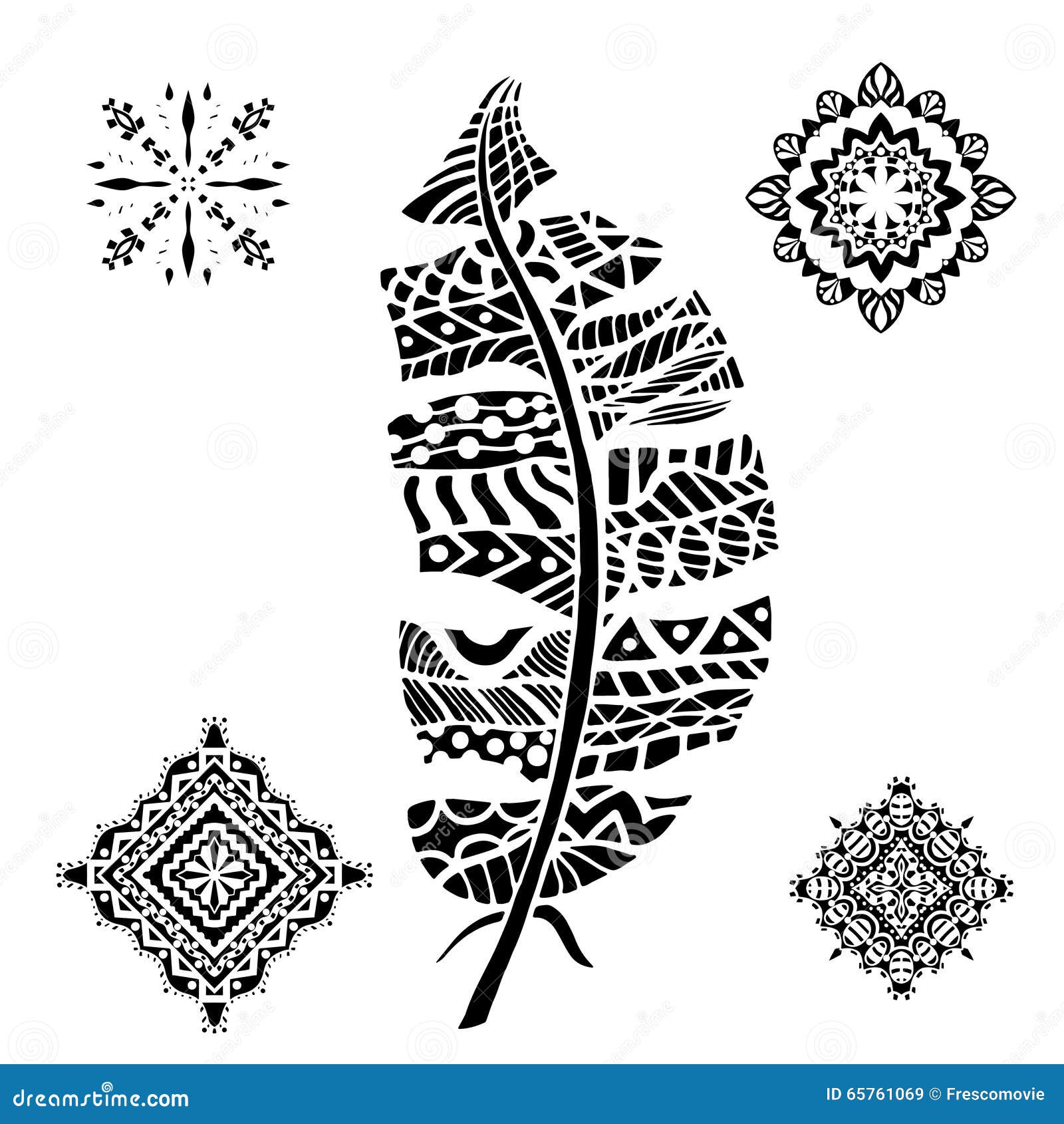 Feather and mandalas stock vector. Illustration of peacock - 65761069