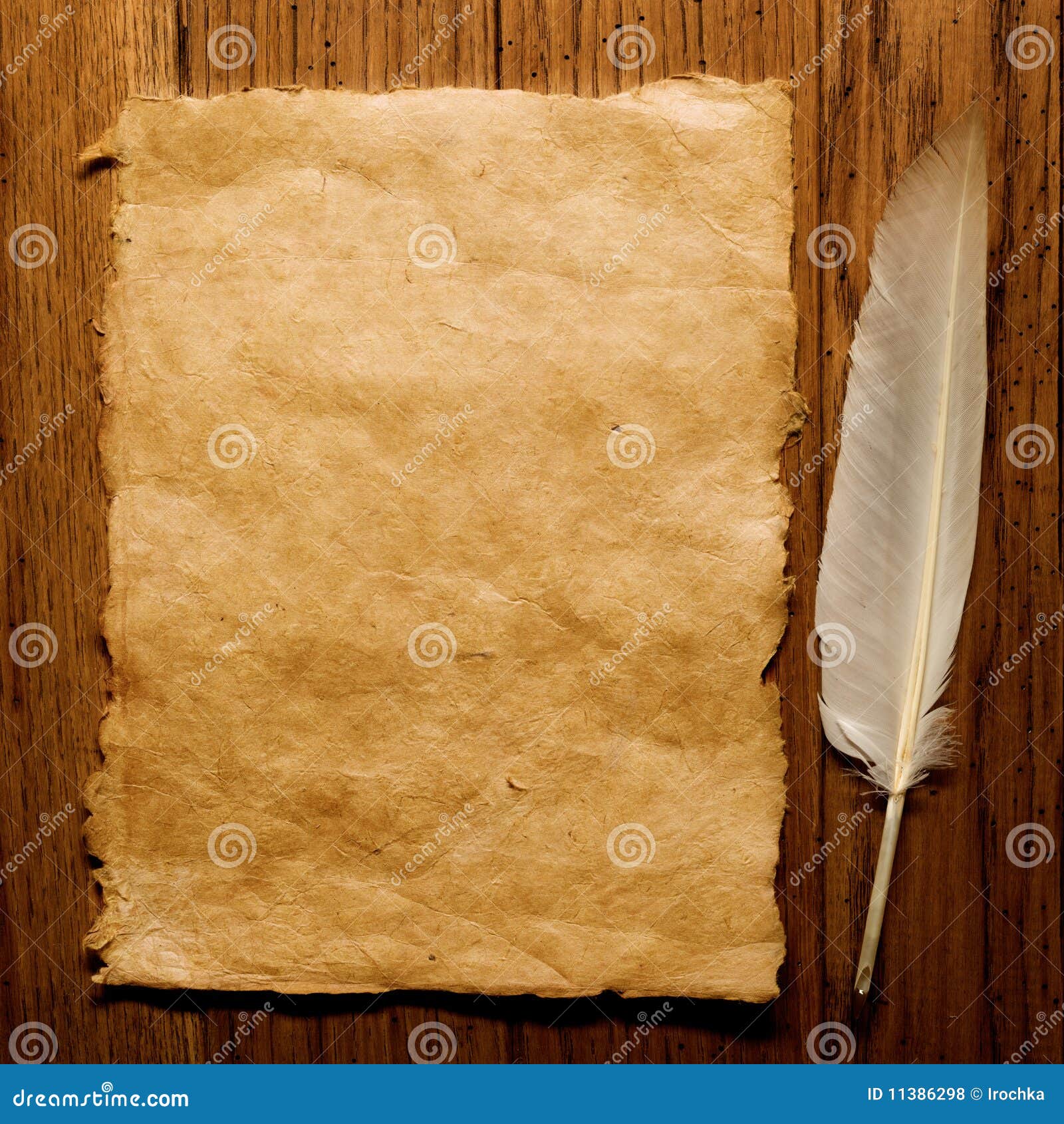 Old Paper With Feather Background