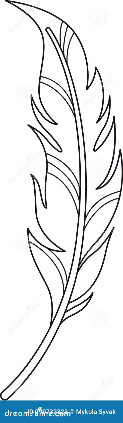 Feather Outline Boho stock vector. Illustration of graphic - 299732323